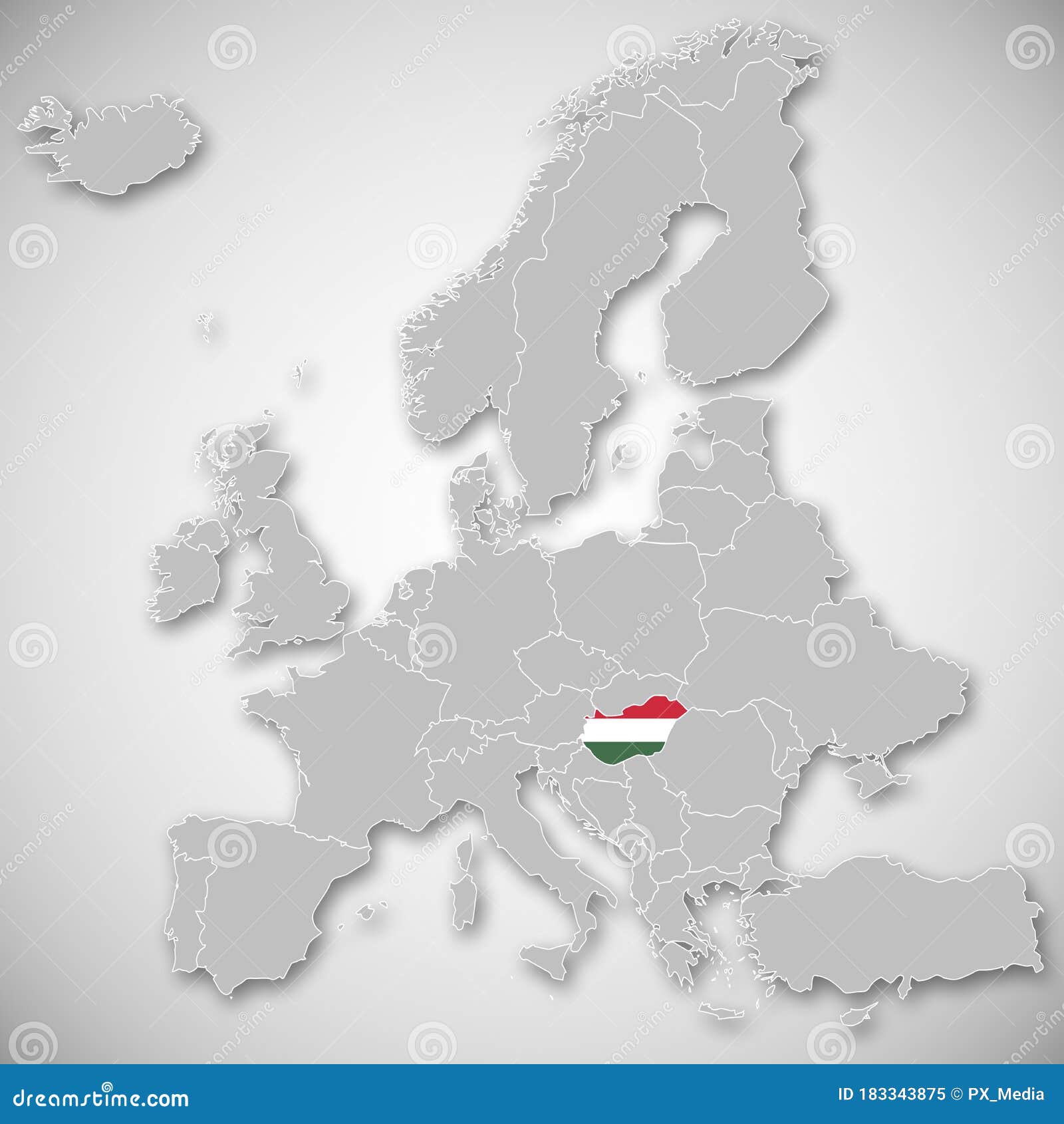 Hungary map in europe