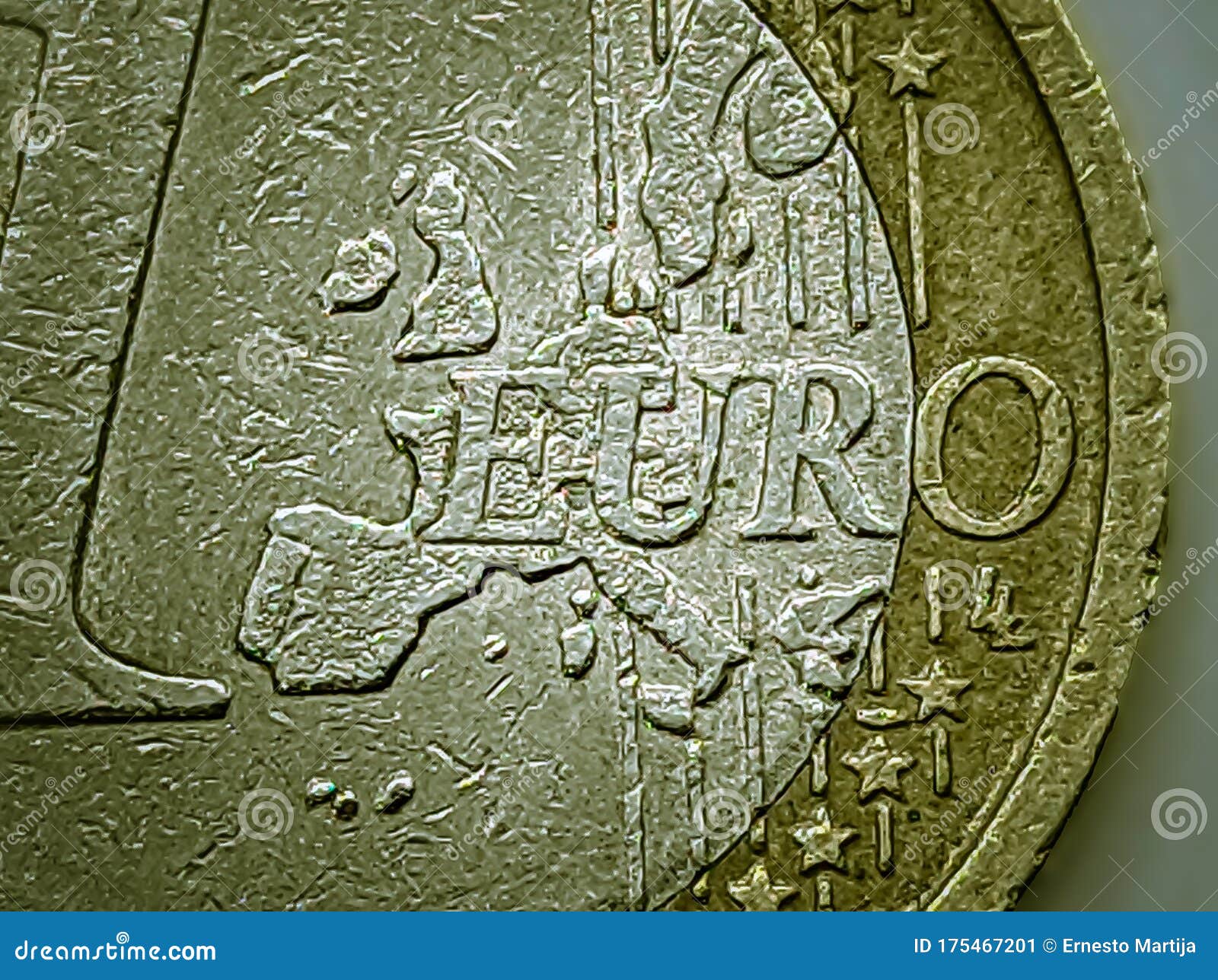 Map of Europe in One Euro Coin. Selective Focus Stock Image - Image of ...