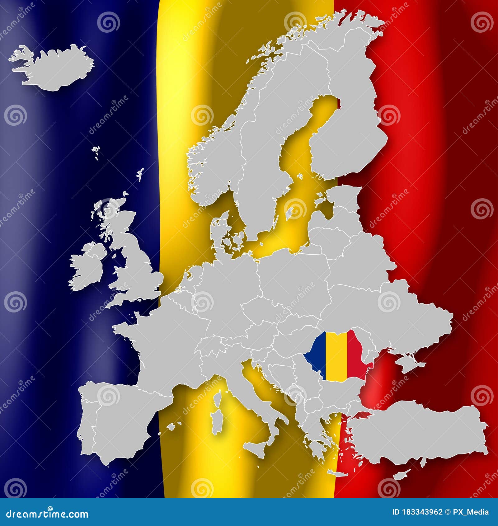 Map of Europe - Romania stock illustration. Illustration of romania ...