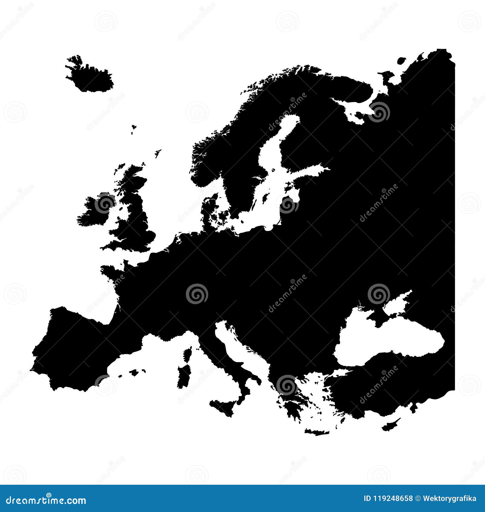 Map of Europe Silhouette Design Isolate on White Stock Vector ...