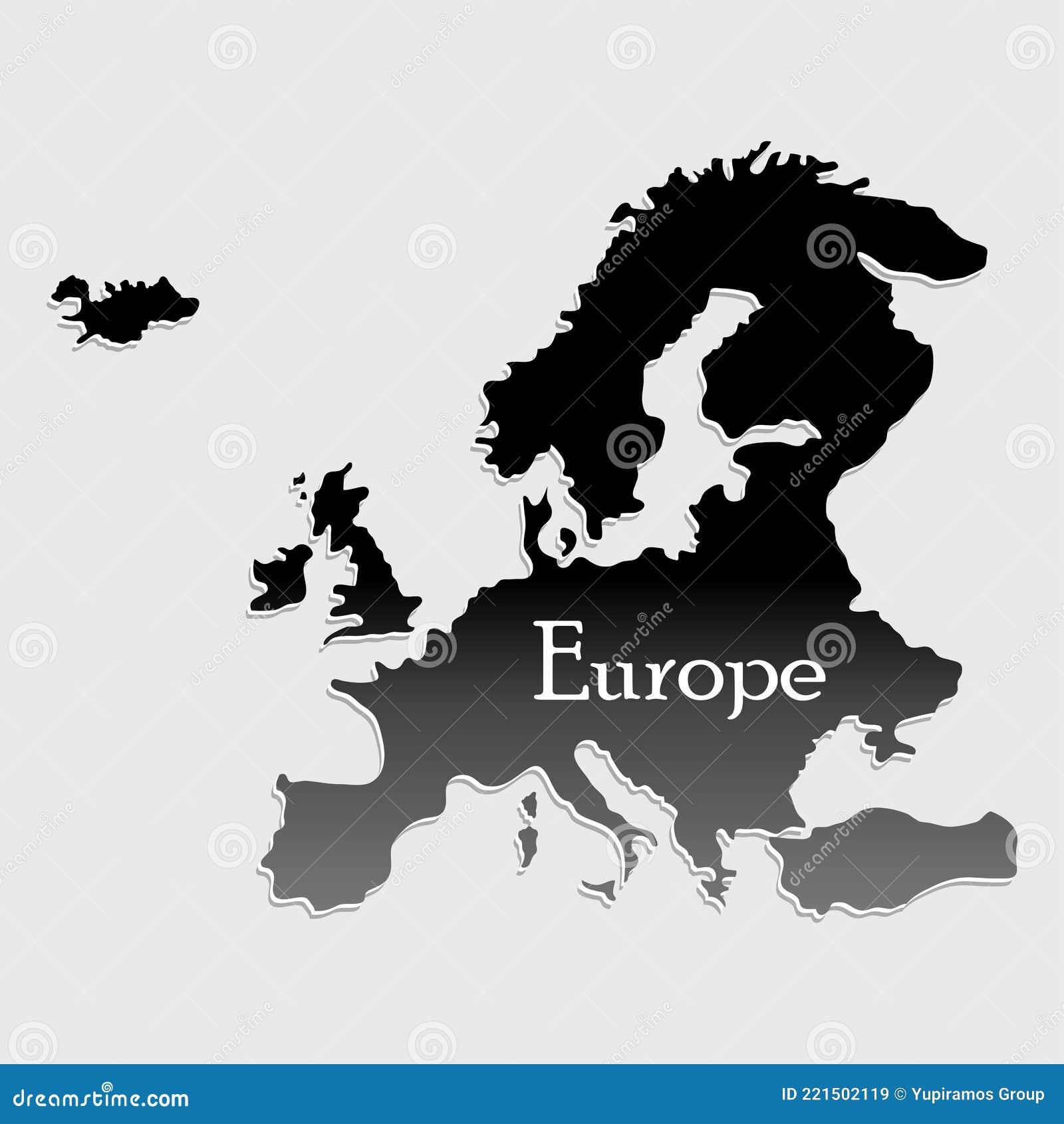 Europe Map Silhouette In Modern Minimal Style. Stock Photography ...