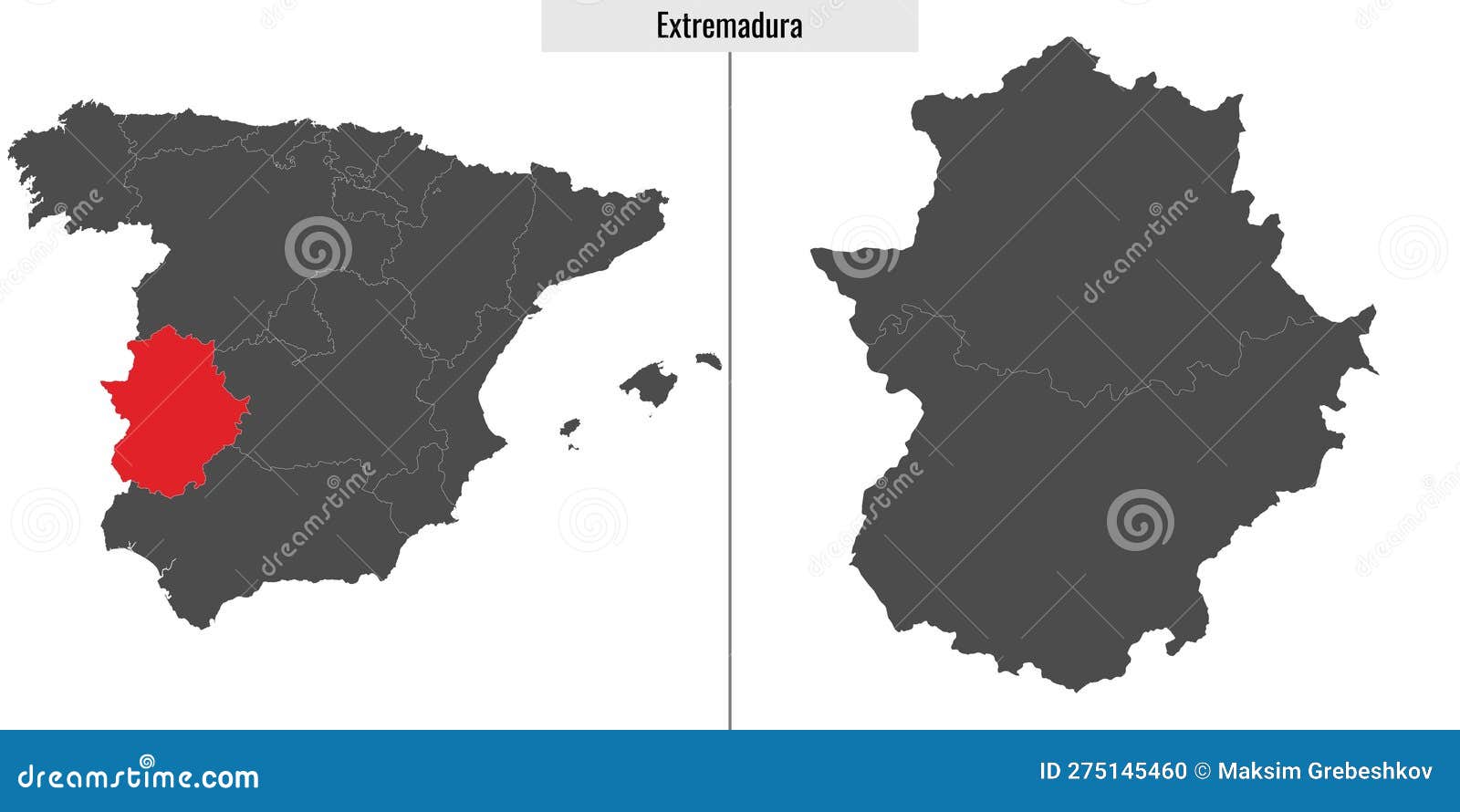 Map of Extremadura stock vector. Illustration of texture - 275145460