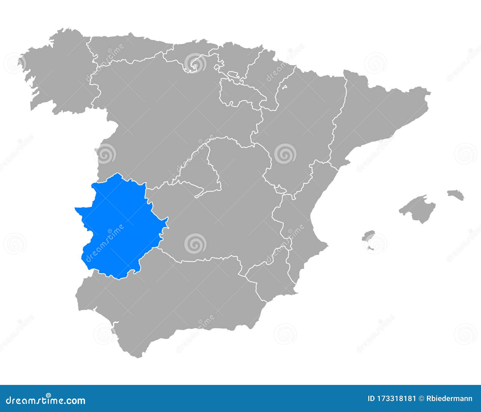 Map of Extremadura in Spain Stock Vector - Illustration of isolated ...