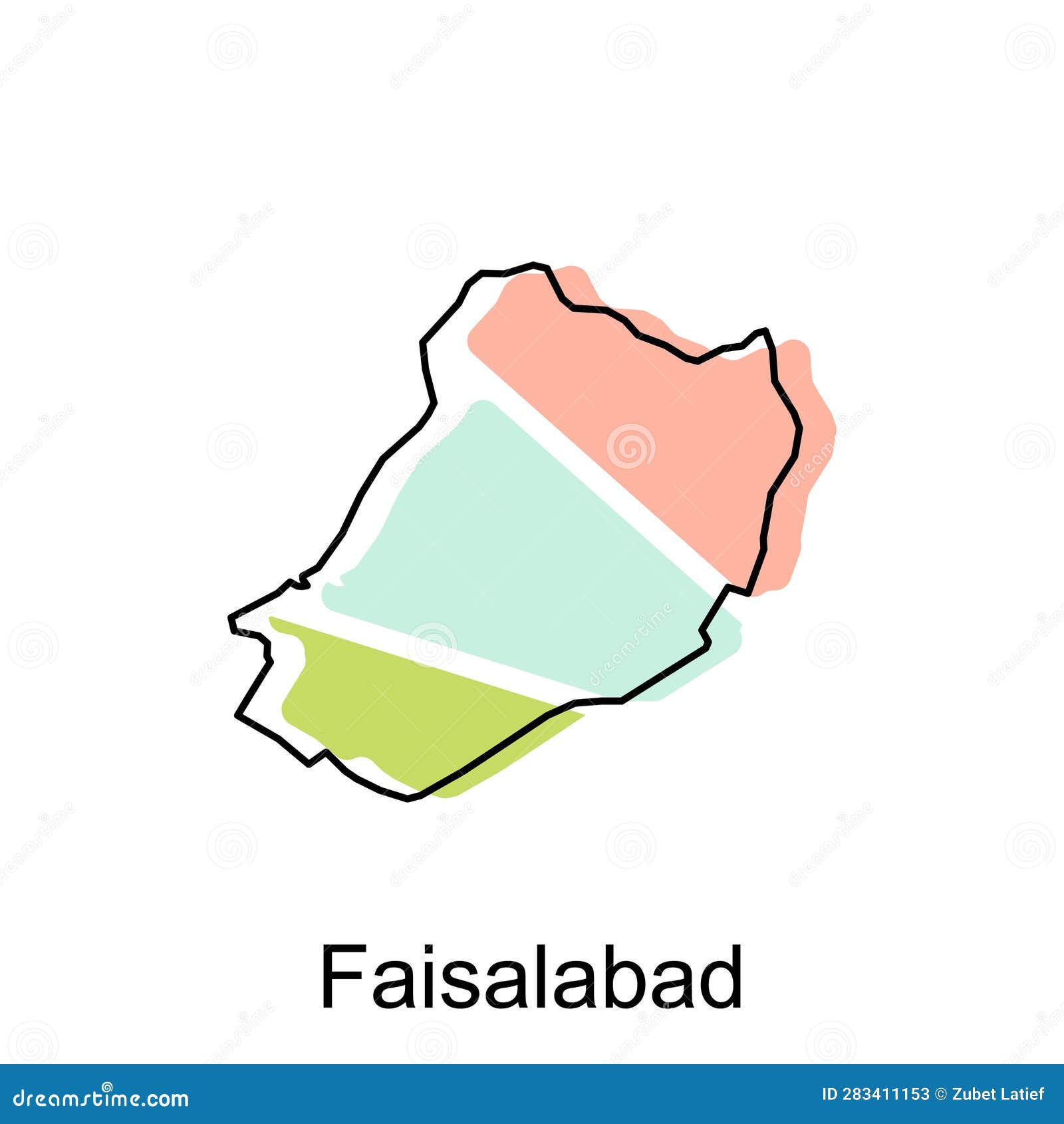 Map of Faisalabad Modern with Outline Style Vector Design, World Map ...