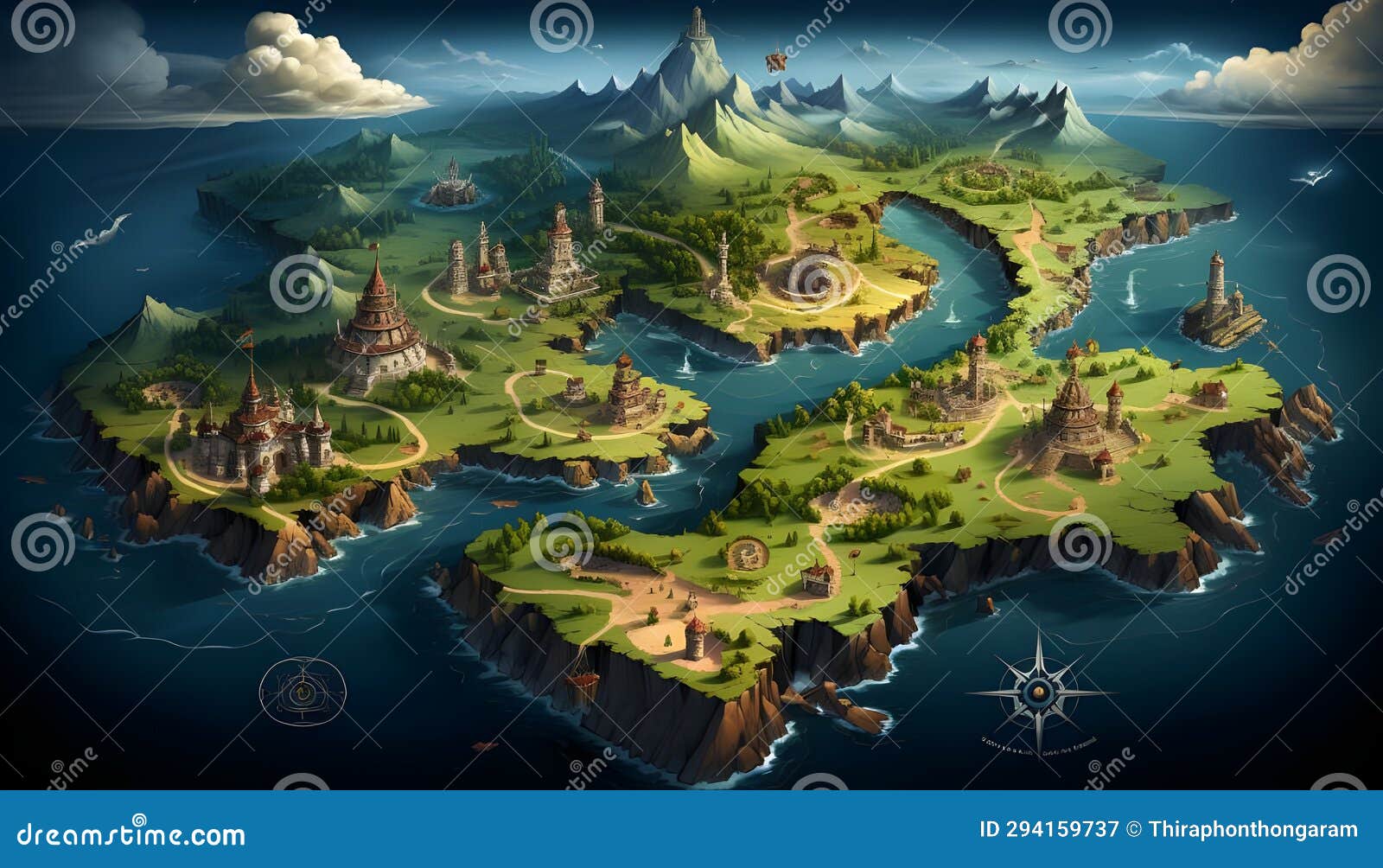 Map of fantasy land stock illustration. Illustration of resort - 294159737