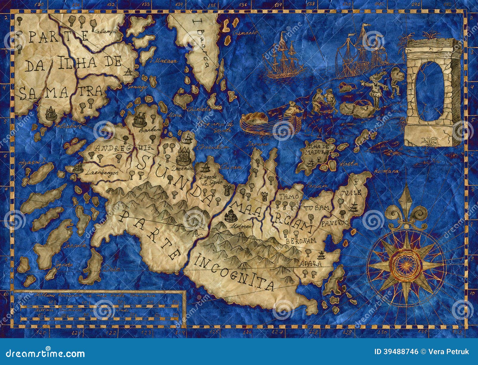 Map of the fantasy world 4 stock illustration. Illustration of captain ...
