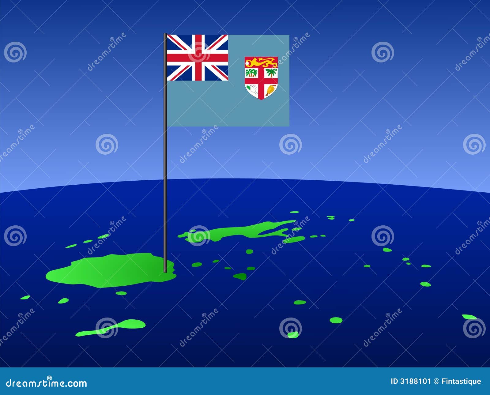 Map of Fiji with flag stock illustration. Illustration of giant - 3188101