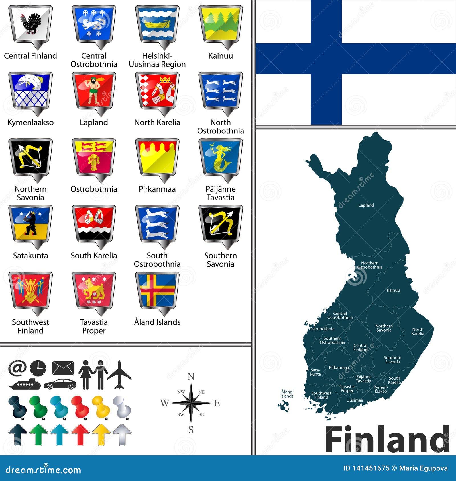 Finland - Map Of Regions Cartoon Vector | CartoonDealer.com #230416871