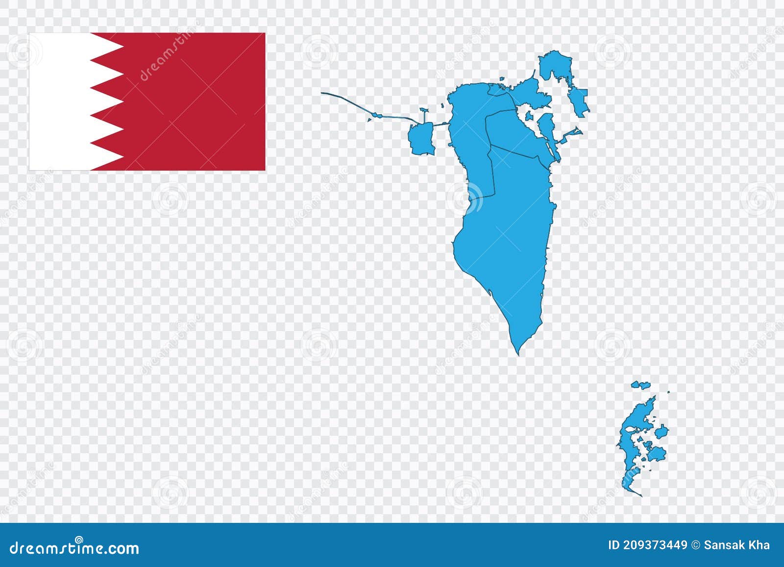 Bahrain Map Design With 3D Style. Blue Bahrain Map And National Flag ...