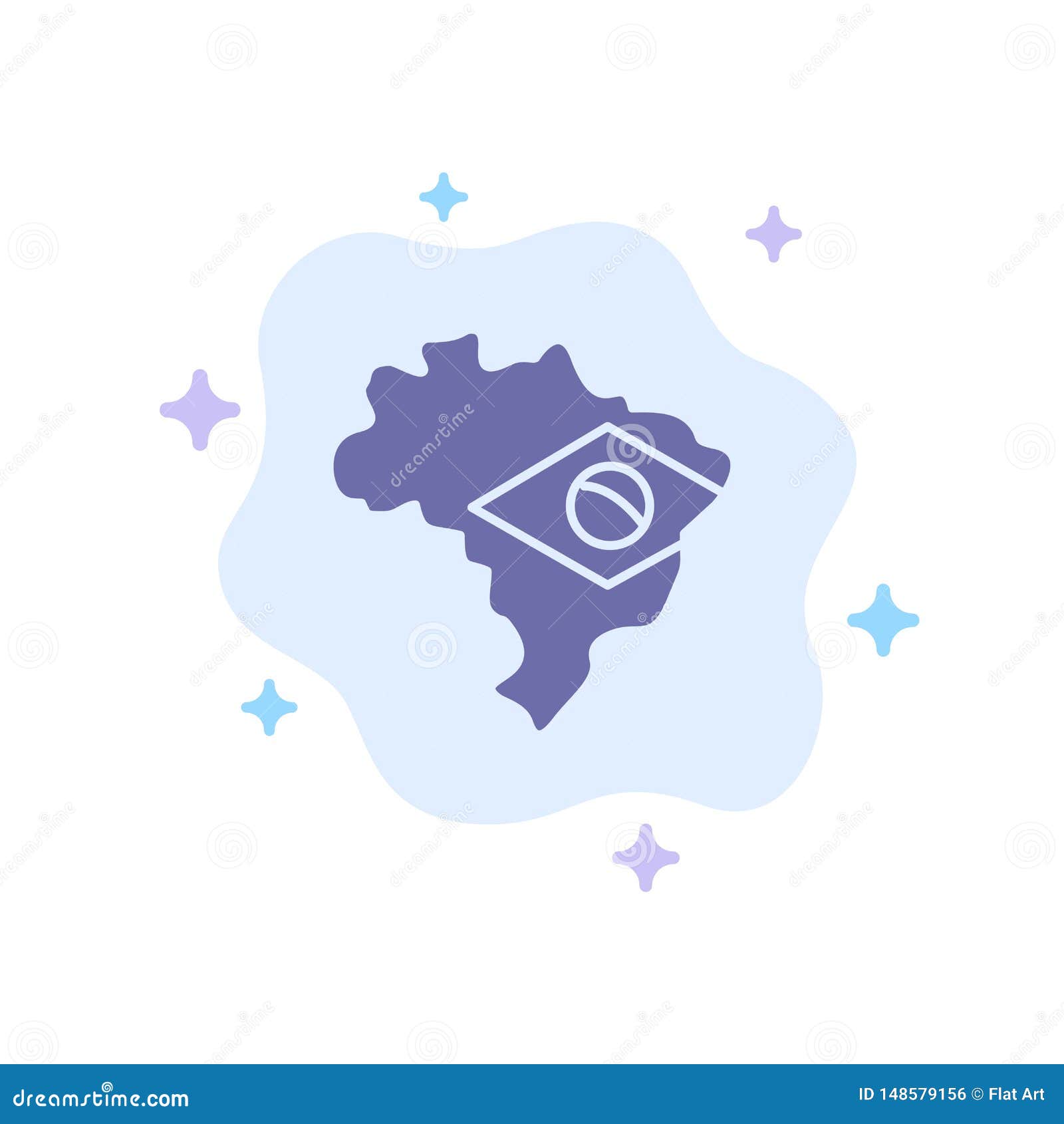 Map, Flag, Brazil Blue Icon on Abstract Cloud Background Stock Vector ...