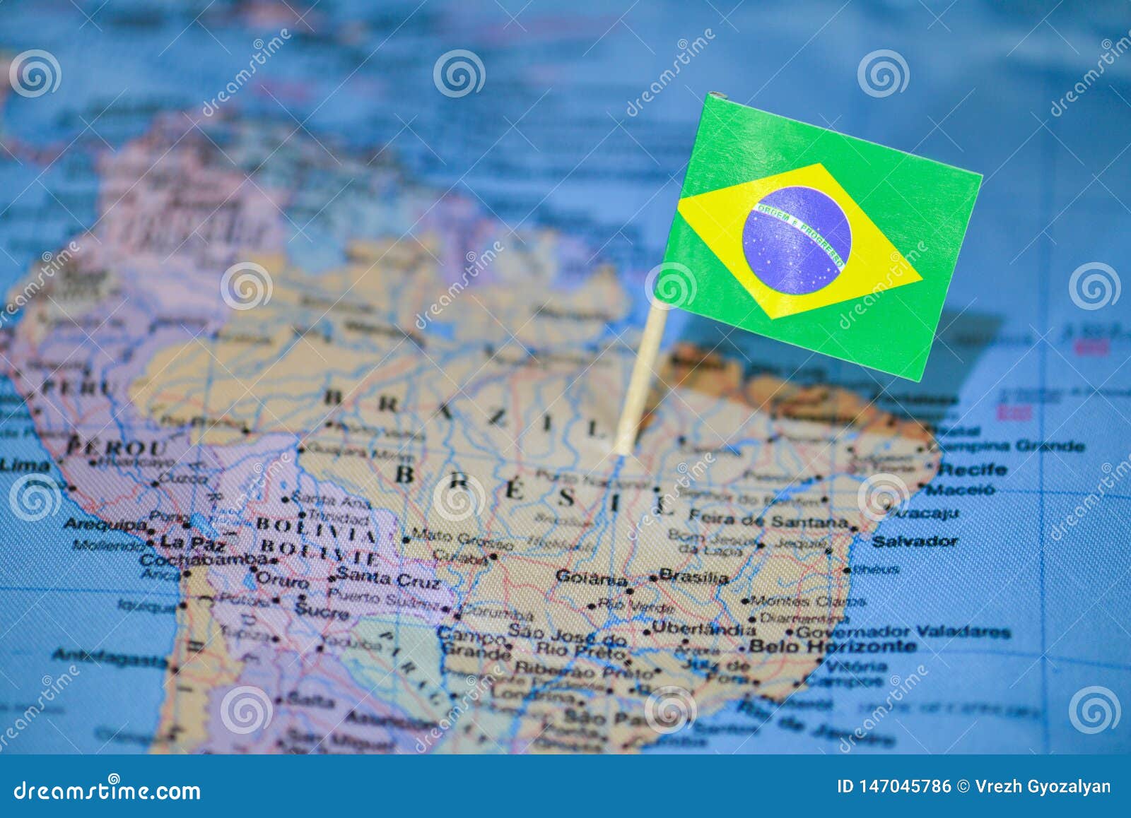 Map with flag of Brazil stock photo. Image of tourism - 147045786