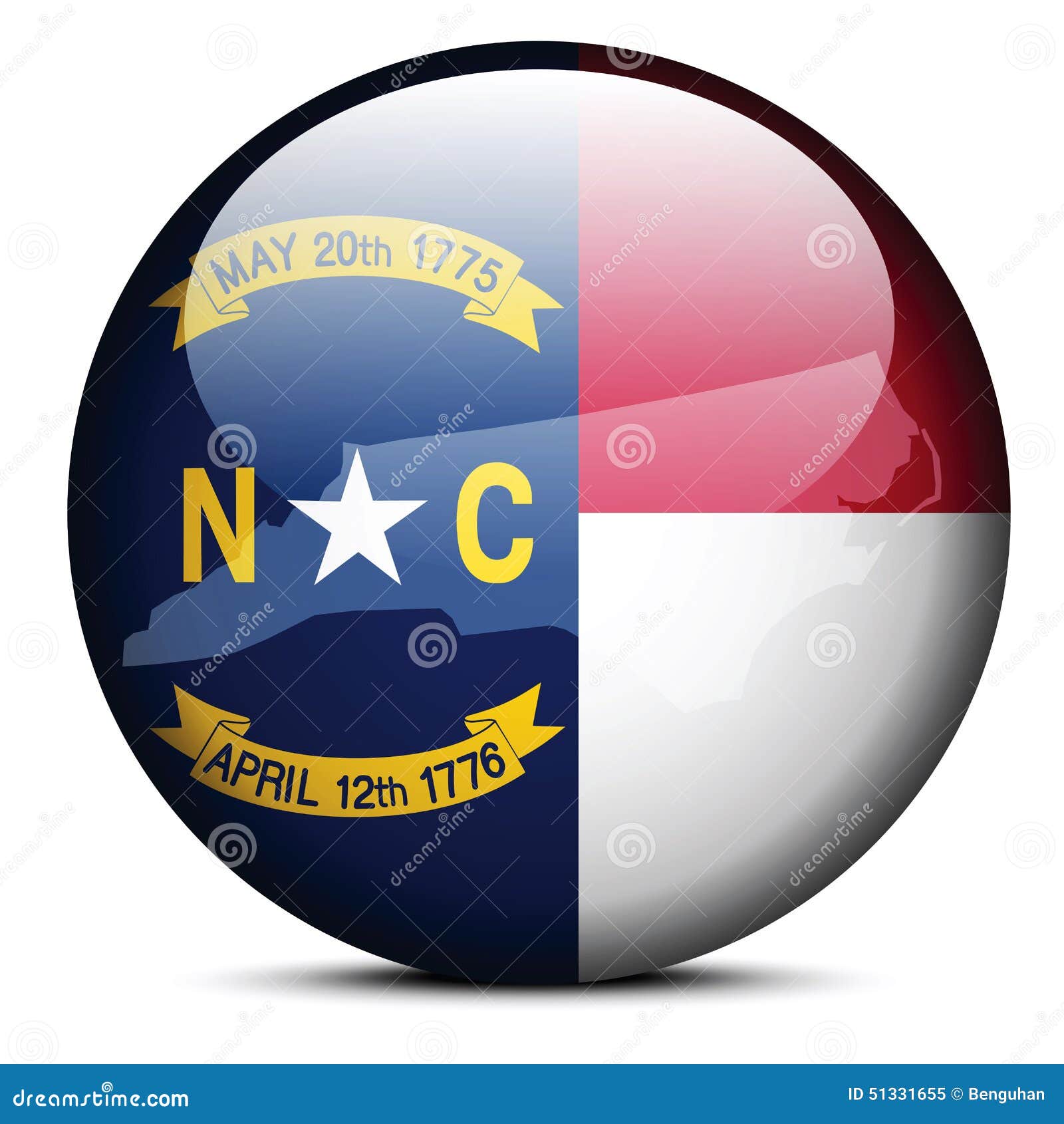 Map on Flag Button of USA North Carolina State Stock Vector ...