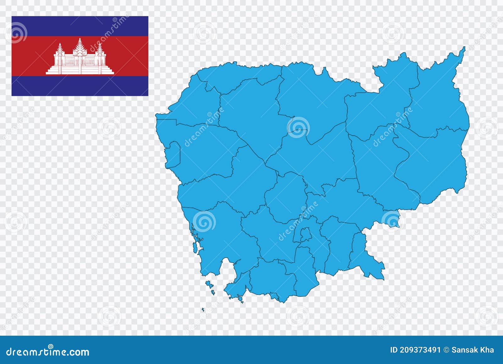 Map and flag of Cambodia stock vector. Illustration of countries ...