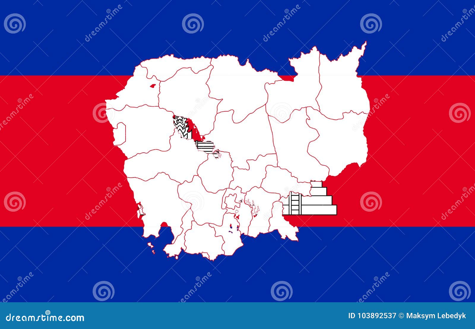 Map and flag of Cambodia stock illustration. Illustration of cambodia ...