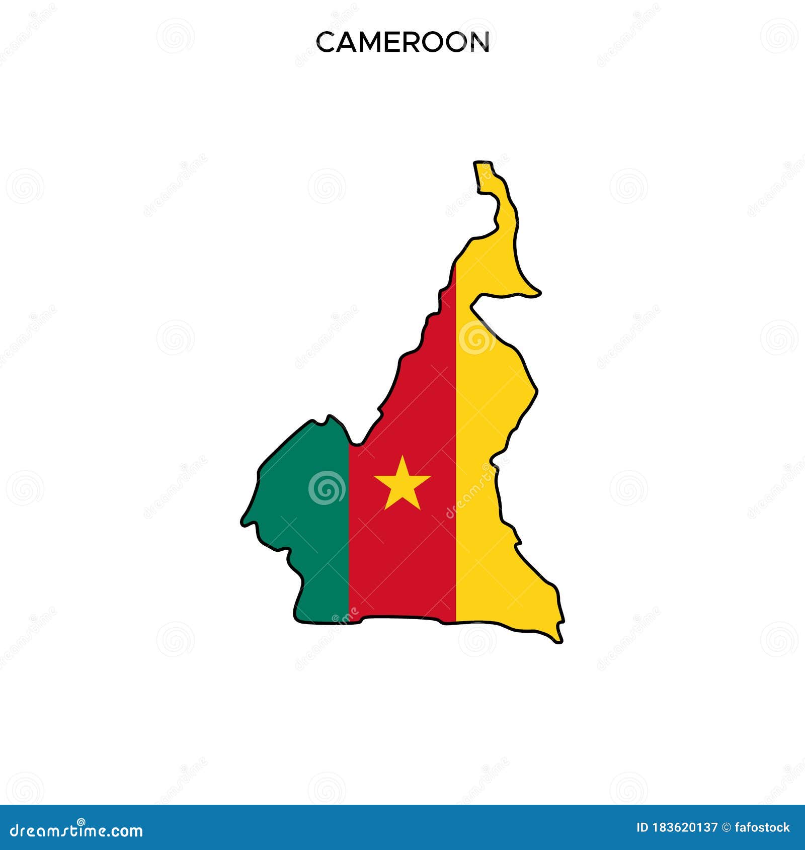 Map and Flag of Cameroon Vector Design Template with Editable Stroke ...