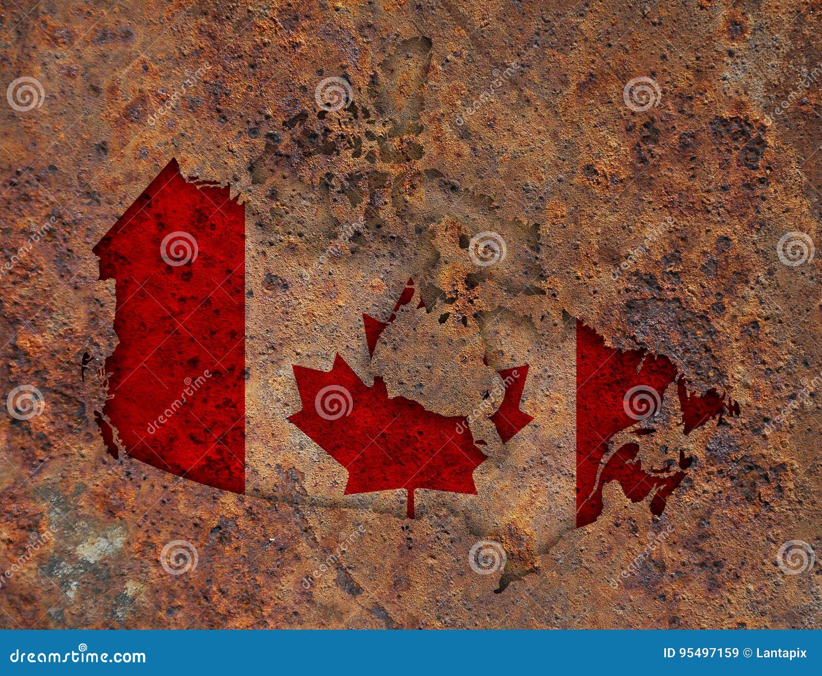 Map and Flag of Canada on Rusty Metal Stock Illustration - Illustration ...
