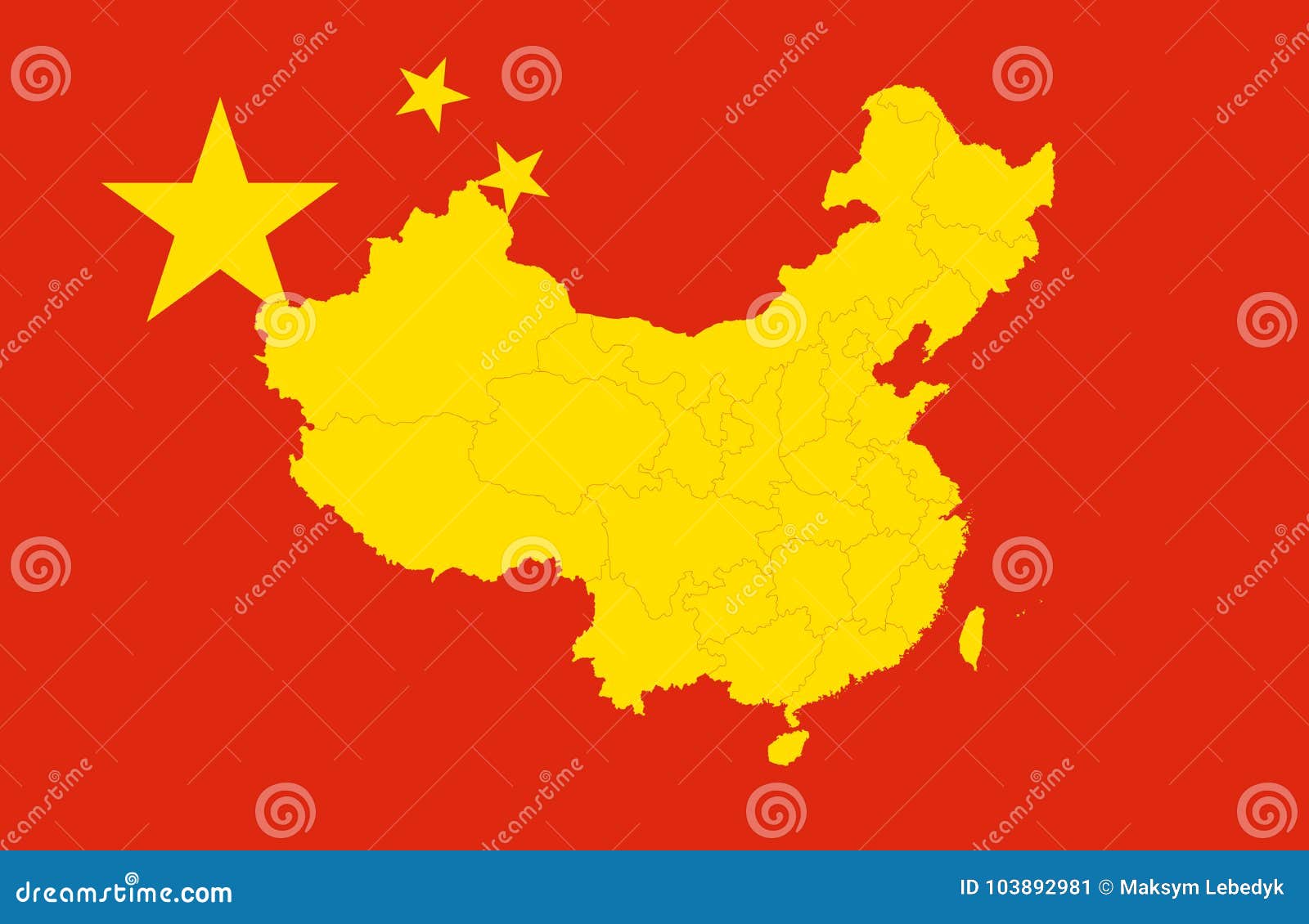 Map and flag of China stock illustration. Illustration of chinese ...