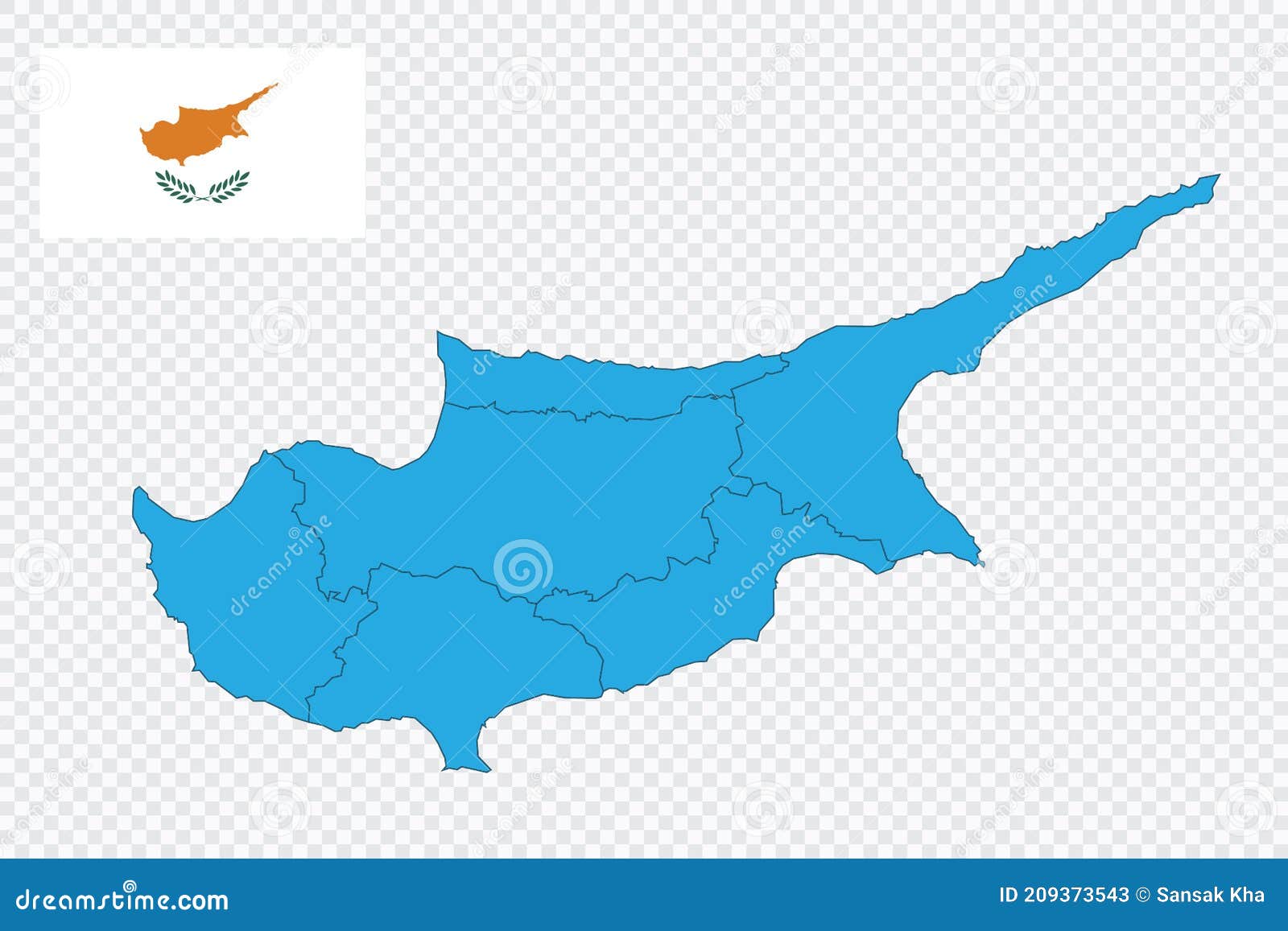 Cyprus Map Design With 3D Style. Blue Cyprus Map And National Flag ...