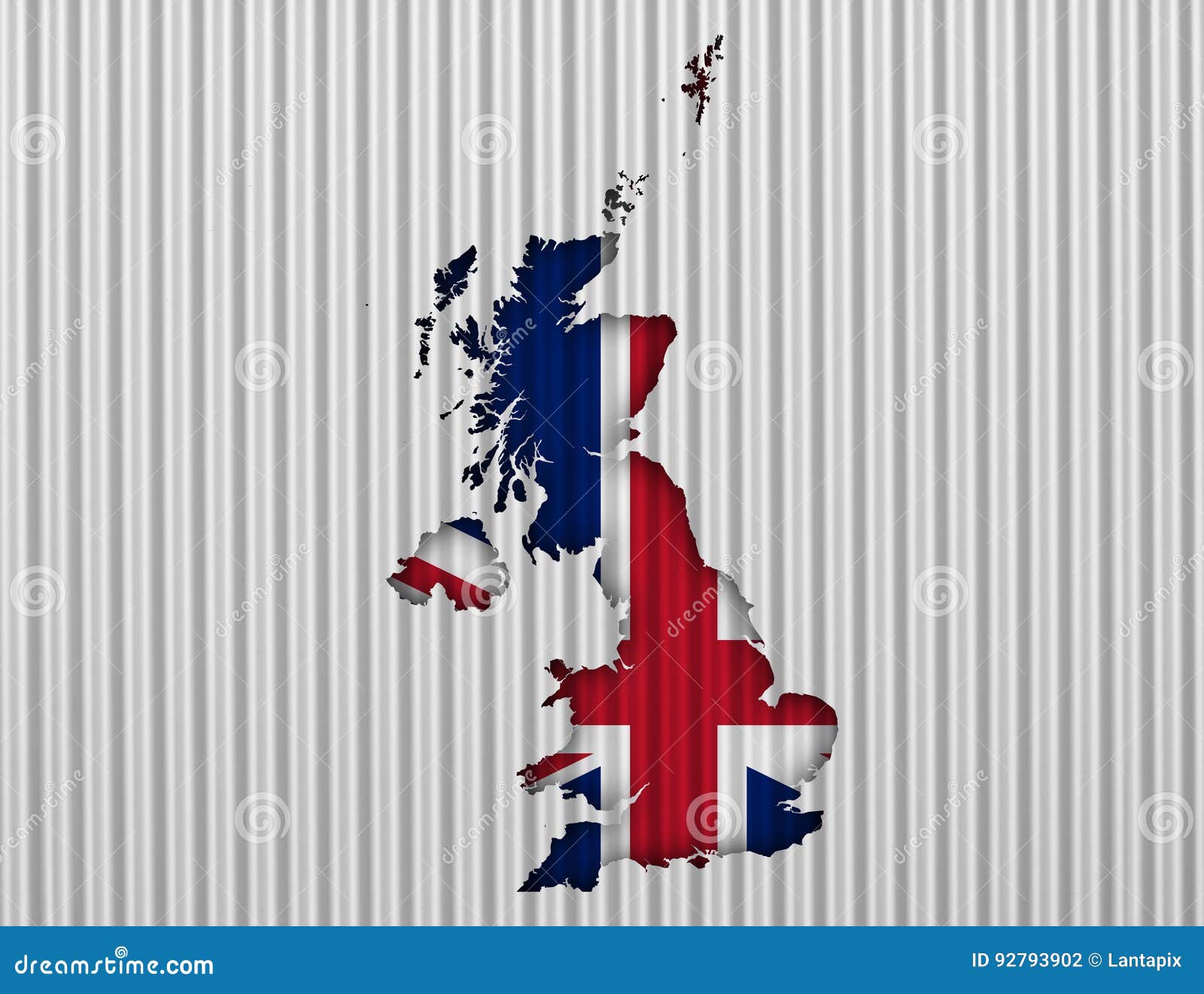 Map and Flag of Great Britain on Corrugated Iron, Stock Illustration ...
