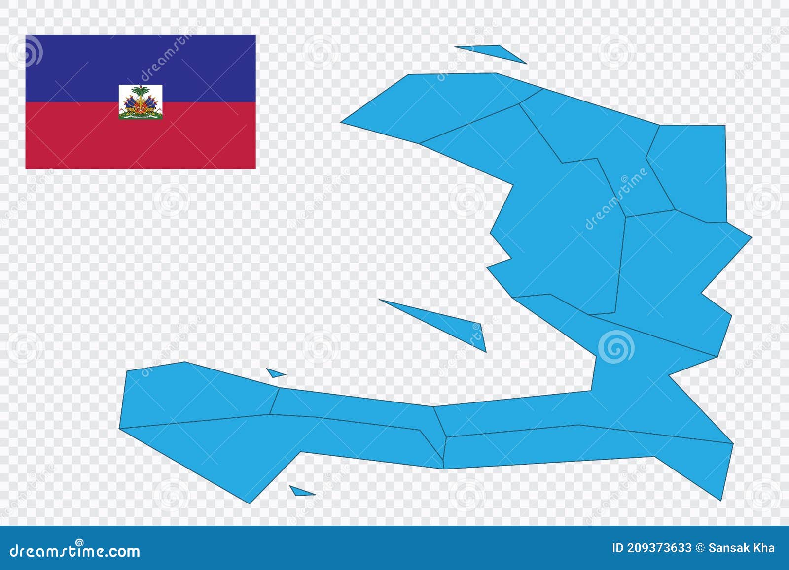 Haiti Map Design With 3D Style. Blue Haiti Map And National Flag ...