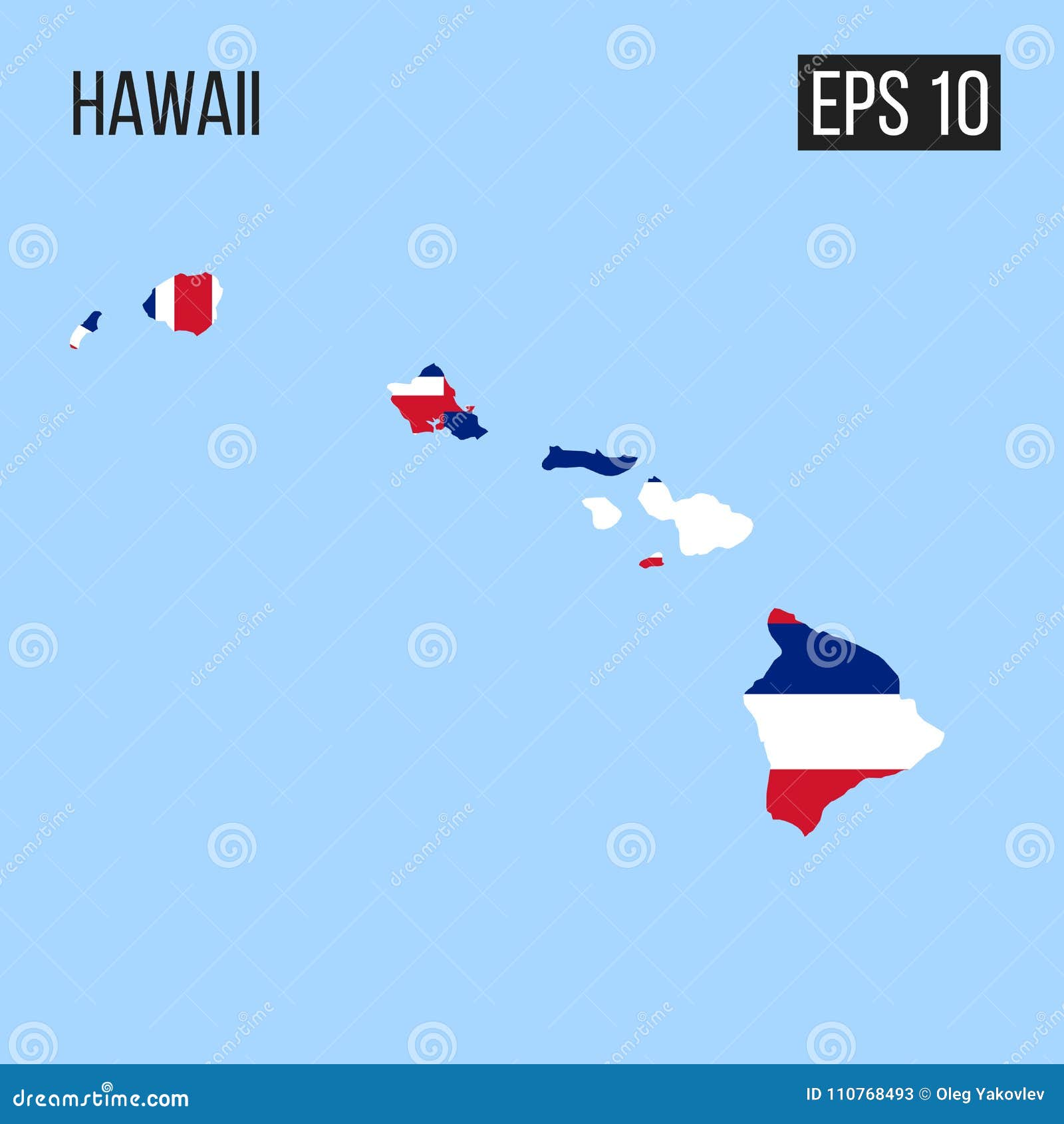 Map with flag stock vector. Illustration of hawaii, cartography - 110768493