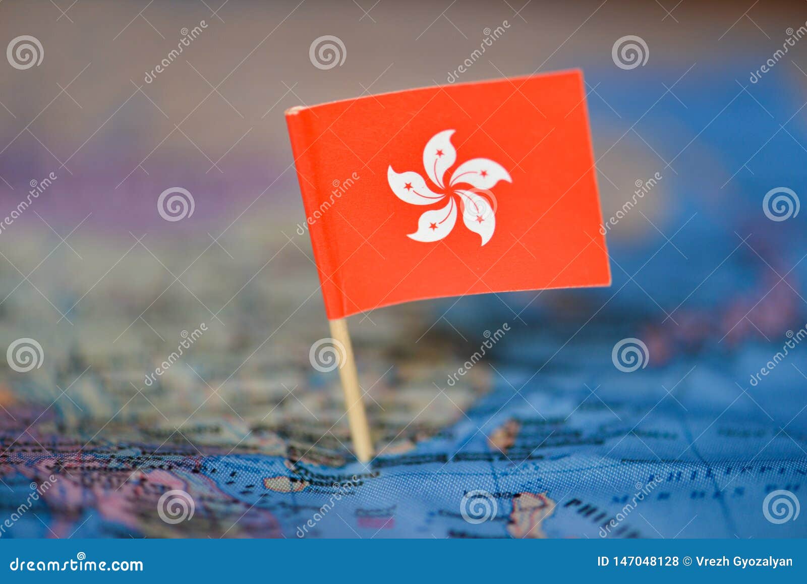 Map with flag of Hong Kong stock photo. Image of geography - 147048128