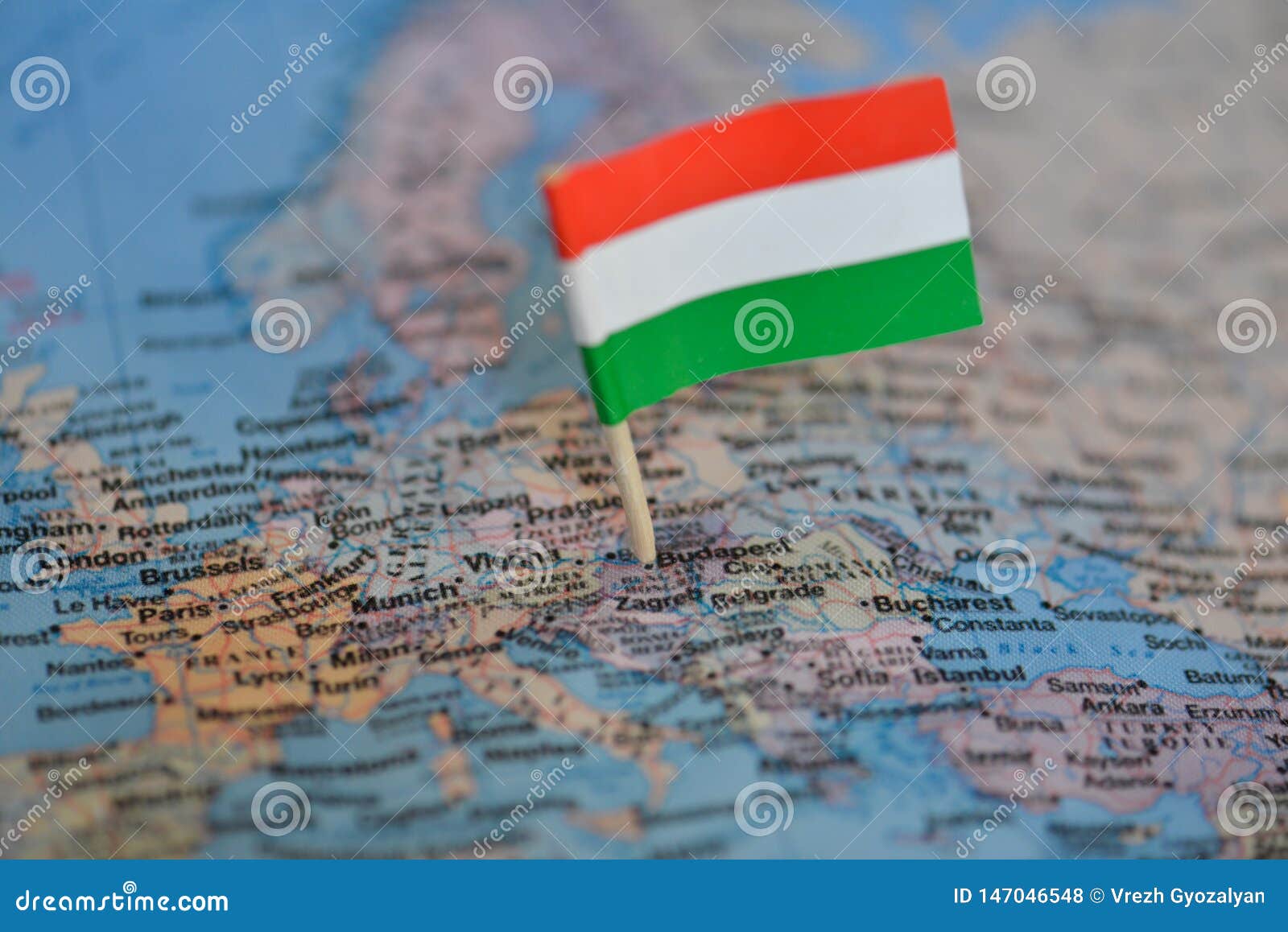 Map with flag of Hungary stock photo. Image of macro - 147046548