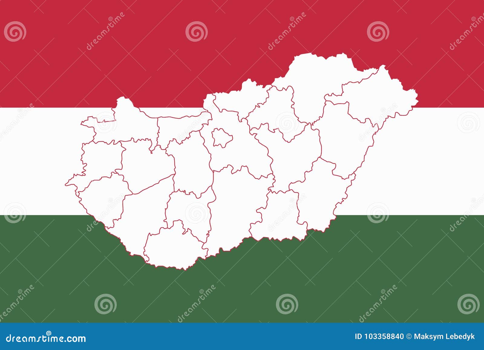 Map and flag of Hungary stock illustration. Illustration of detailed ...