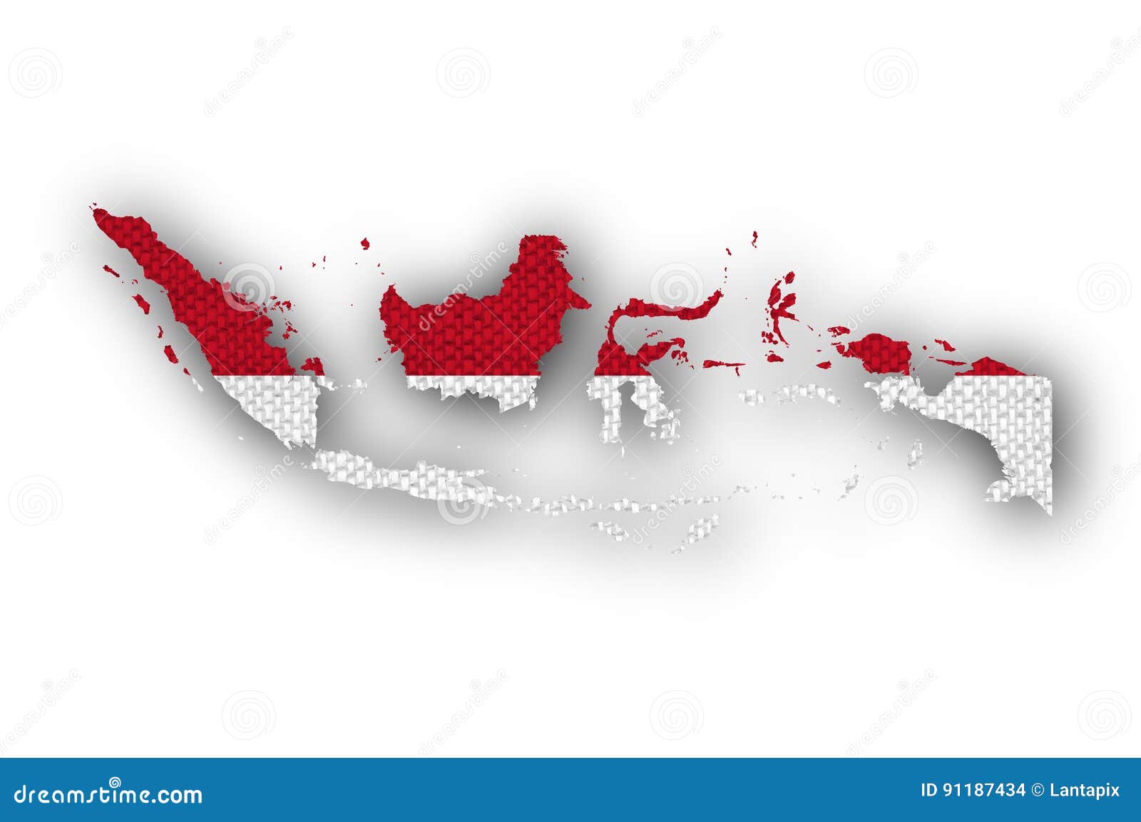 Map and Flag of Indonesia on Old Linen Stock Illustration ...