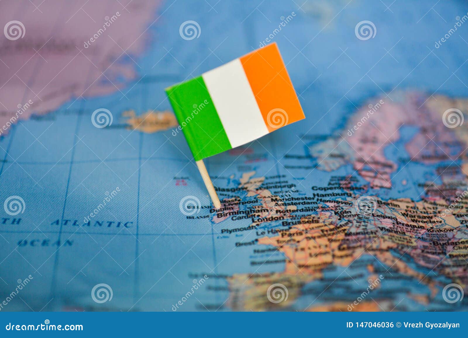 Map with flag of Ireland stock photo. Image of cartography - 147046036