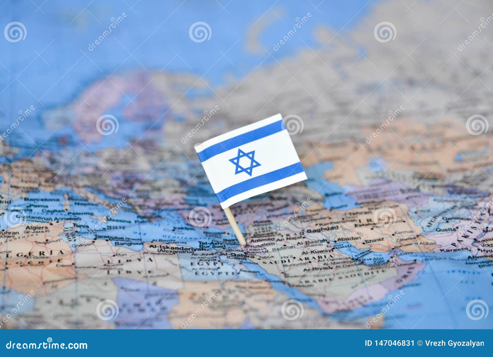 Map with flag of Israel stock image. Image of symbol - 147046831