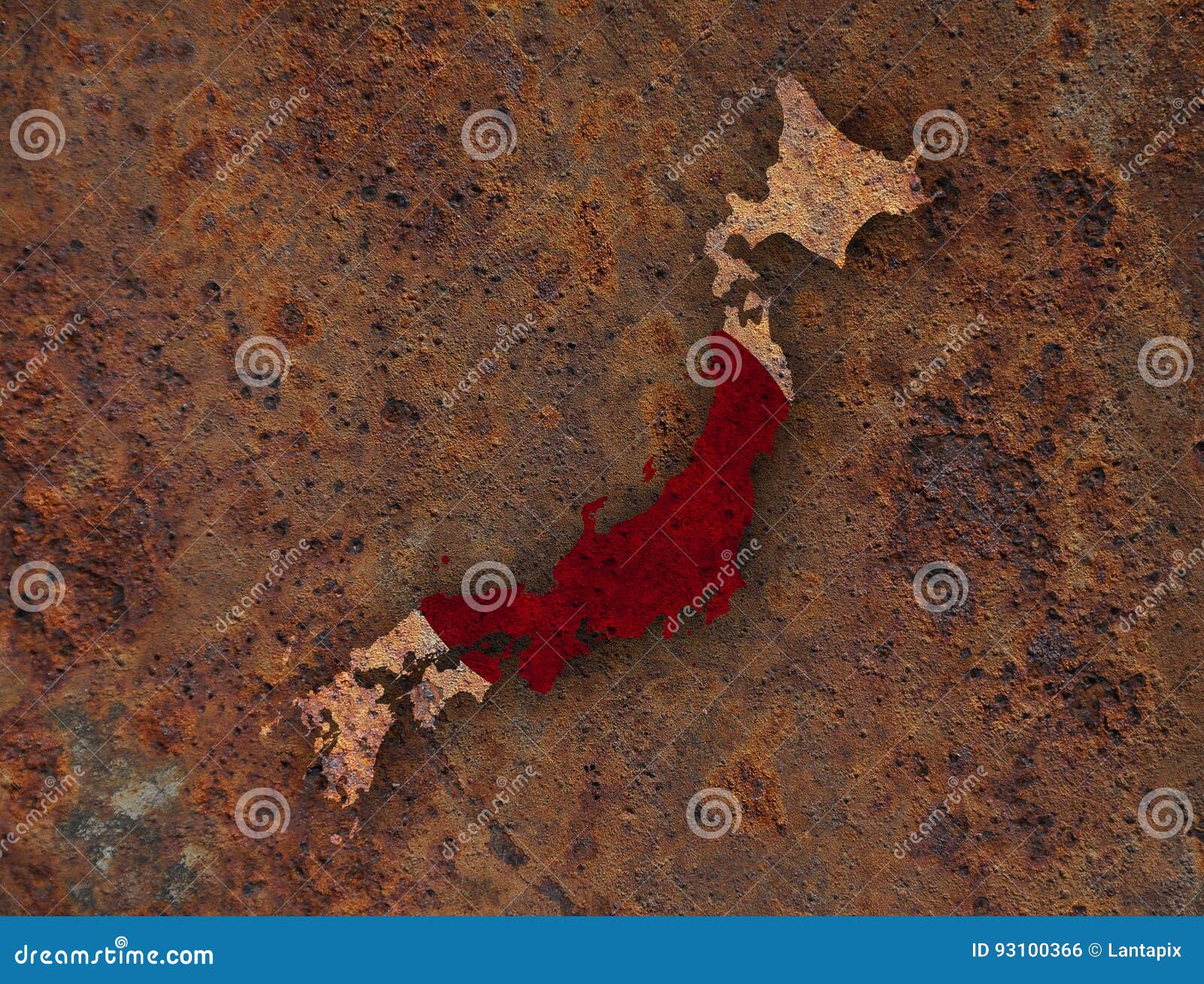 Map and Flag of Japan on Rusty Metal Stock Photo - Image of banner ...