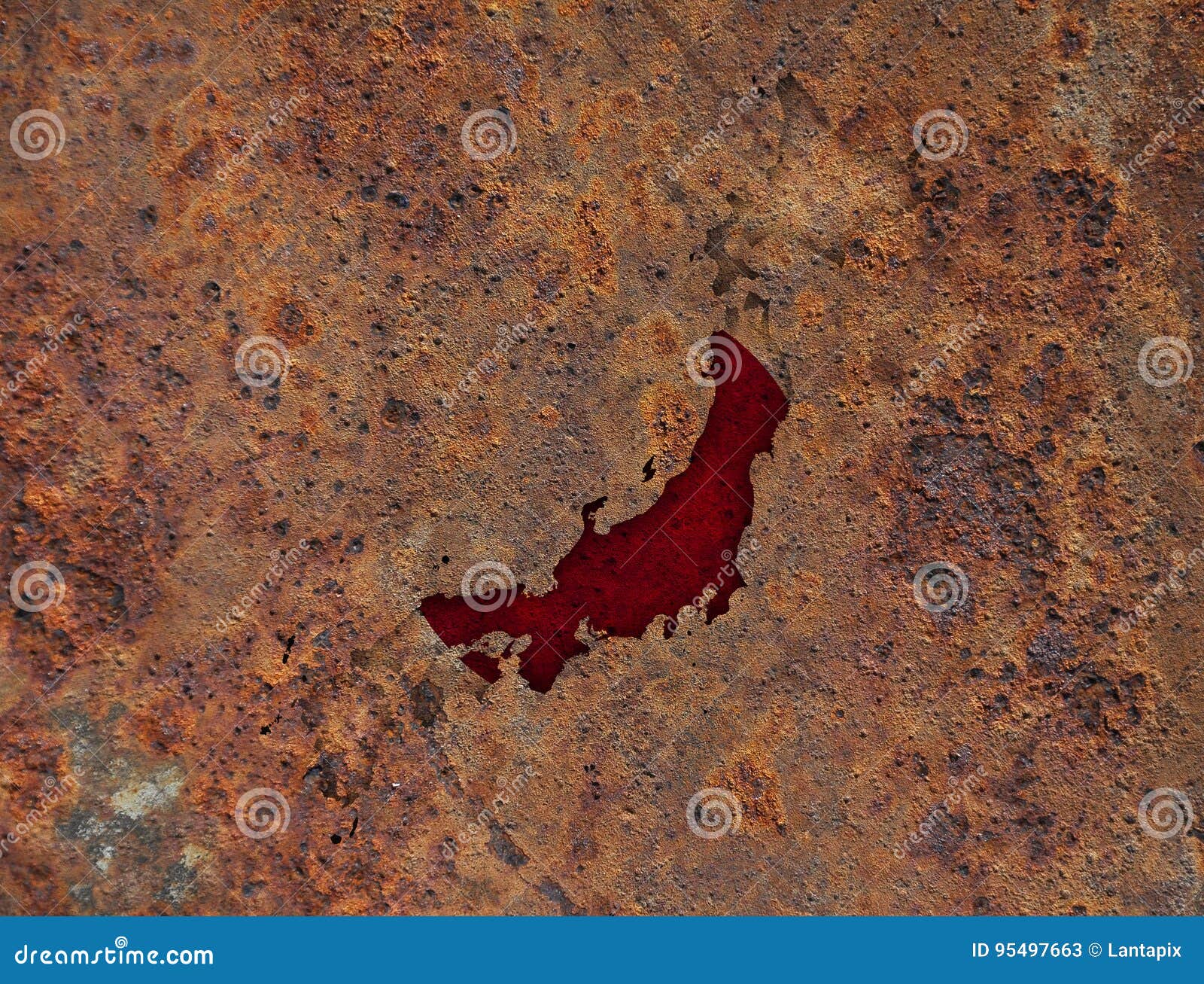 Map and Flag of Japan on Rusty Metal Stock Illustration - Illustration ...