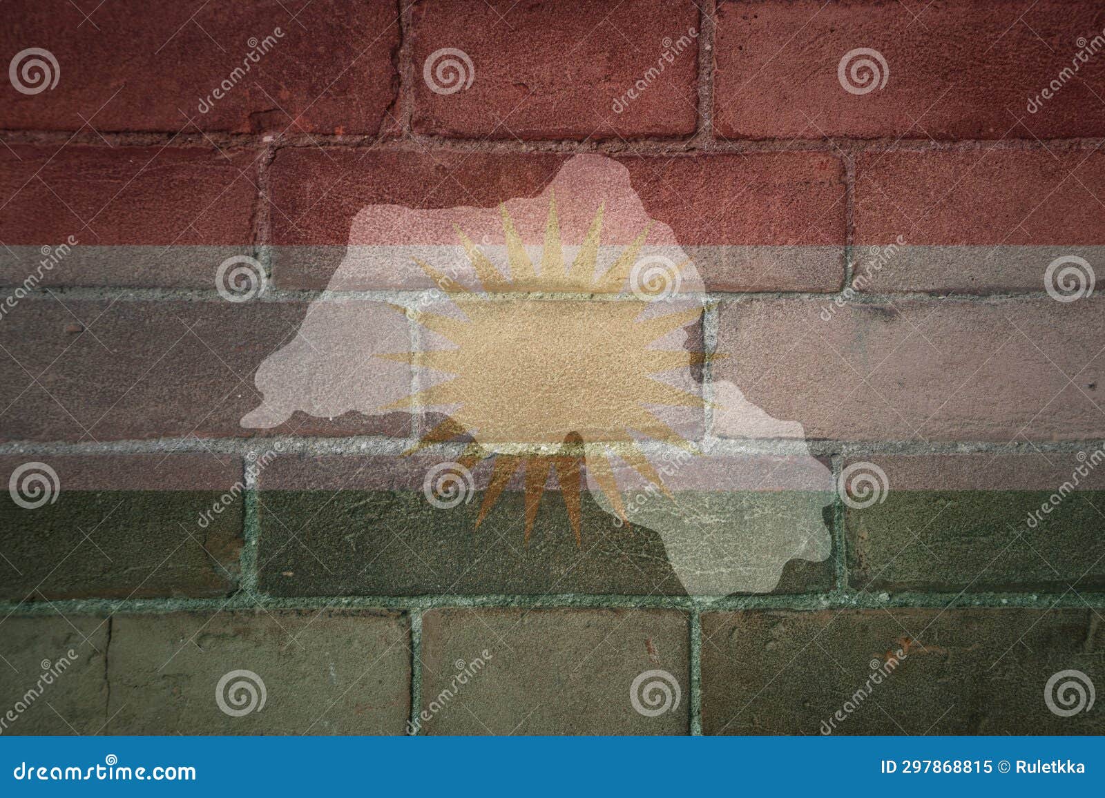 Map and Flag of Kurdistan on a Old Brick Wall Stock Image - Image of ...