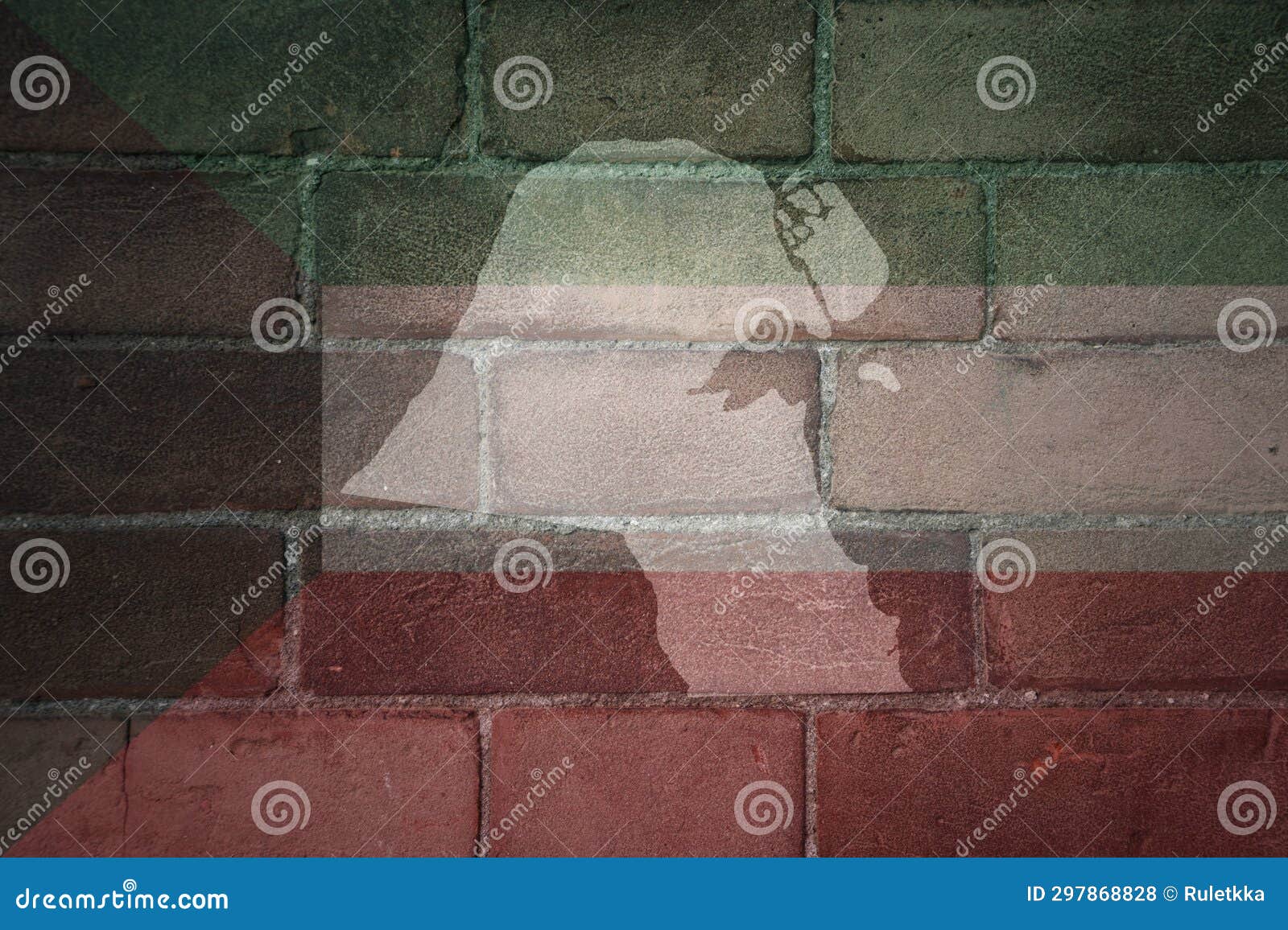 Map and Flag of Kuwait on a Old Brick Wall Stock Photo - Image of jack ...