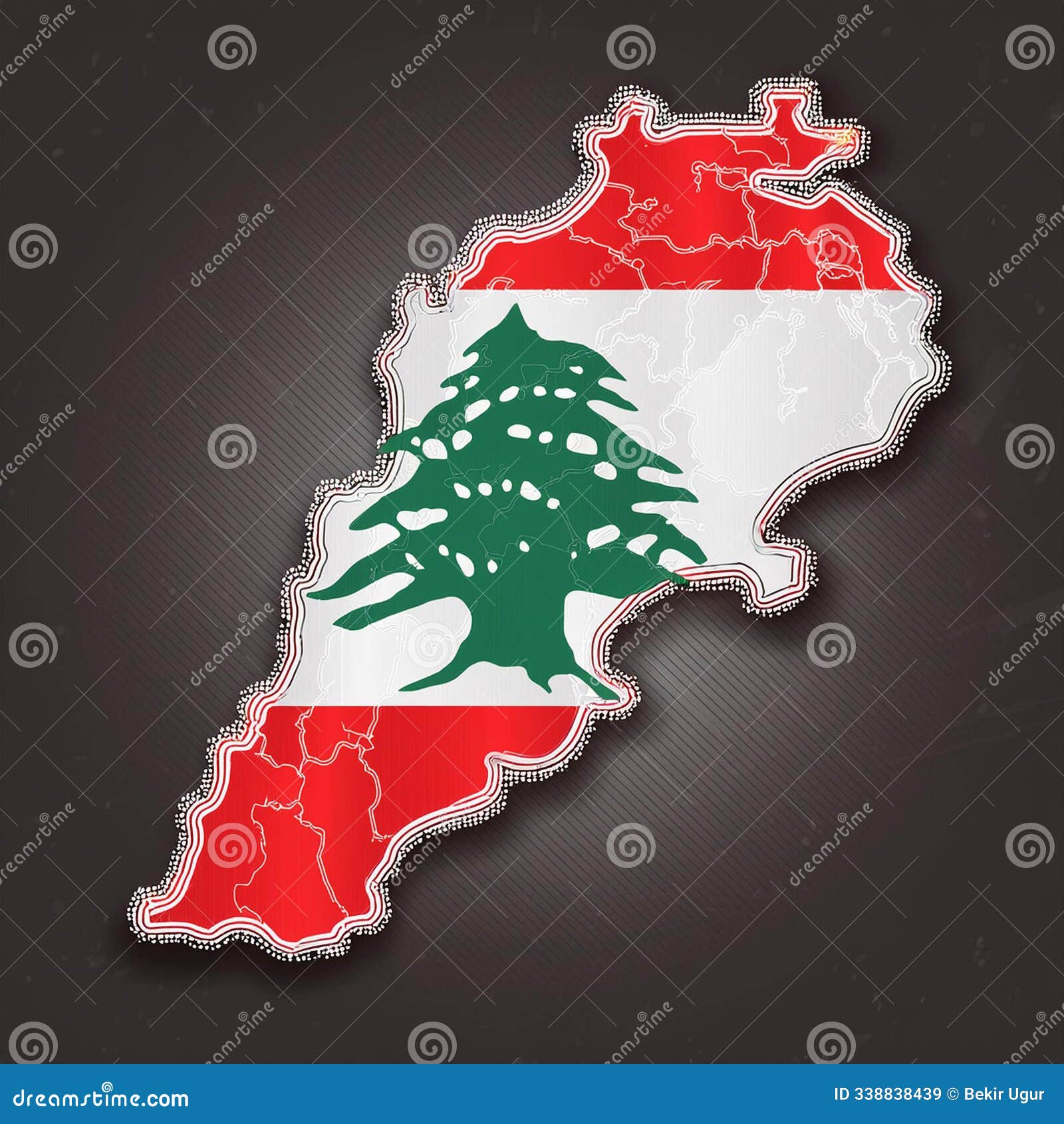 Map and flag of Lebanon stock illustration. Illustration of plant - 338838439