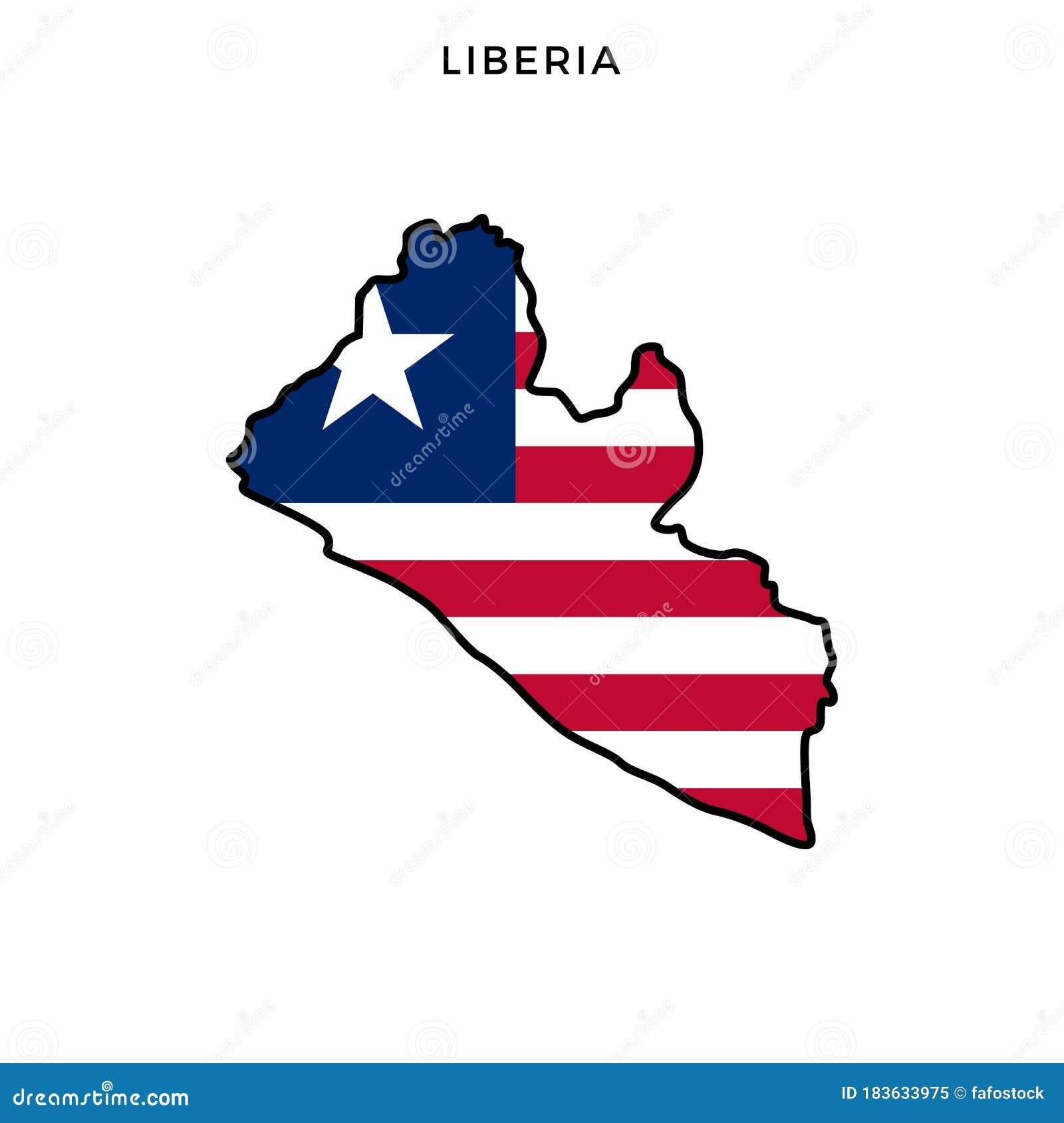 Map and Flag of Liberia Vector Design Template with Editable Stroke ...