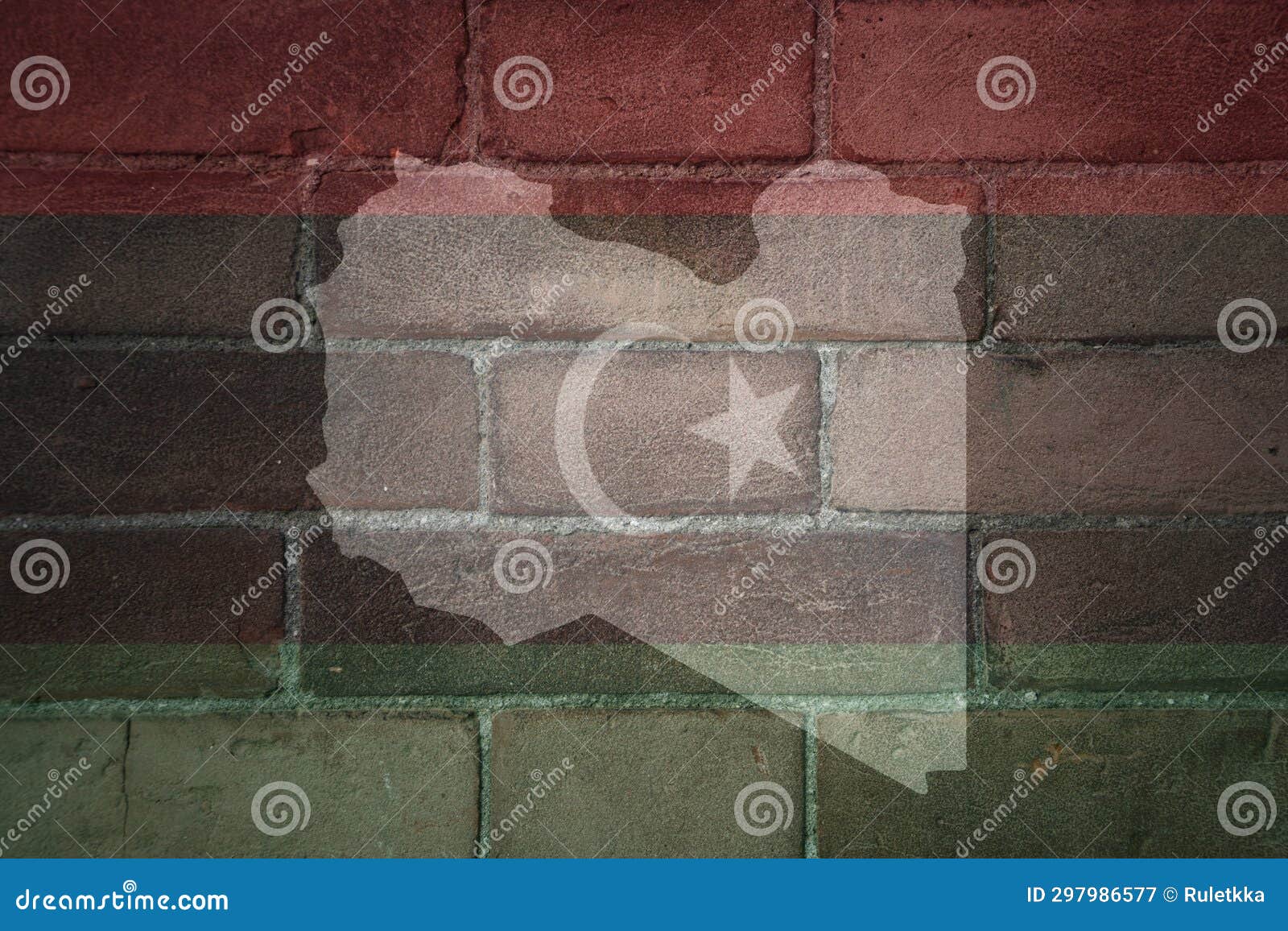 Map and Flag of Libya on a Old Brick Wall Stock Image - Image of ...