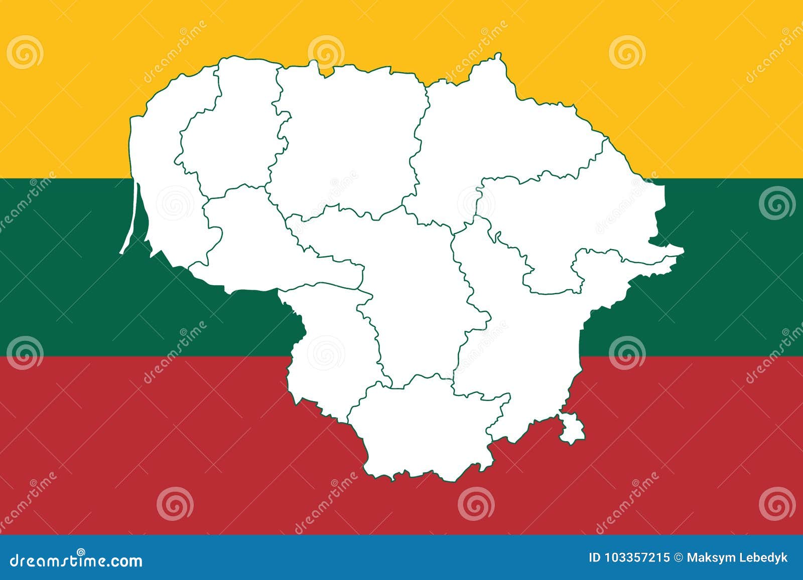 Map and flag of Lithuania stock illustration. Illustration of color ...