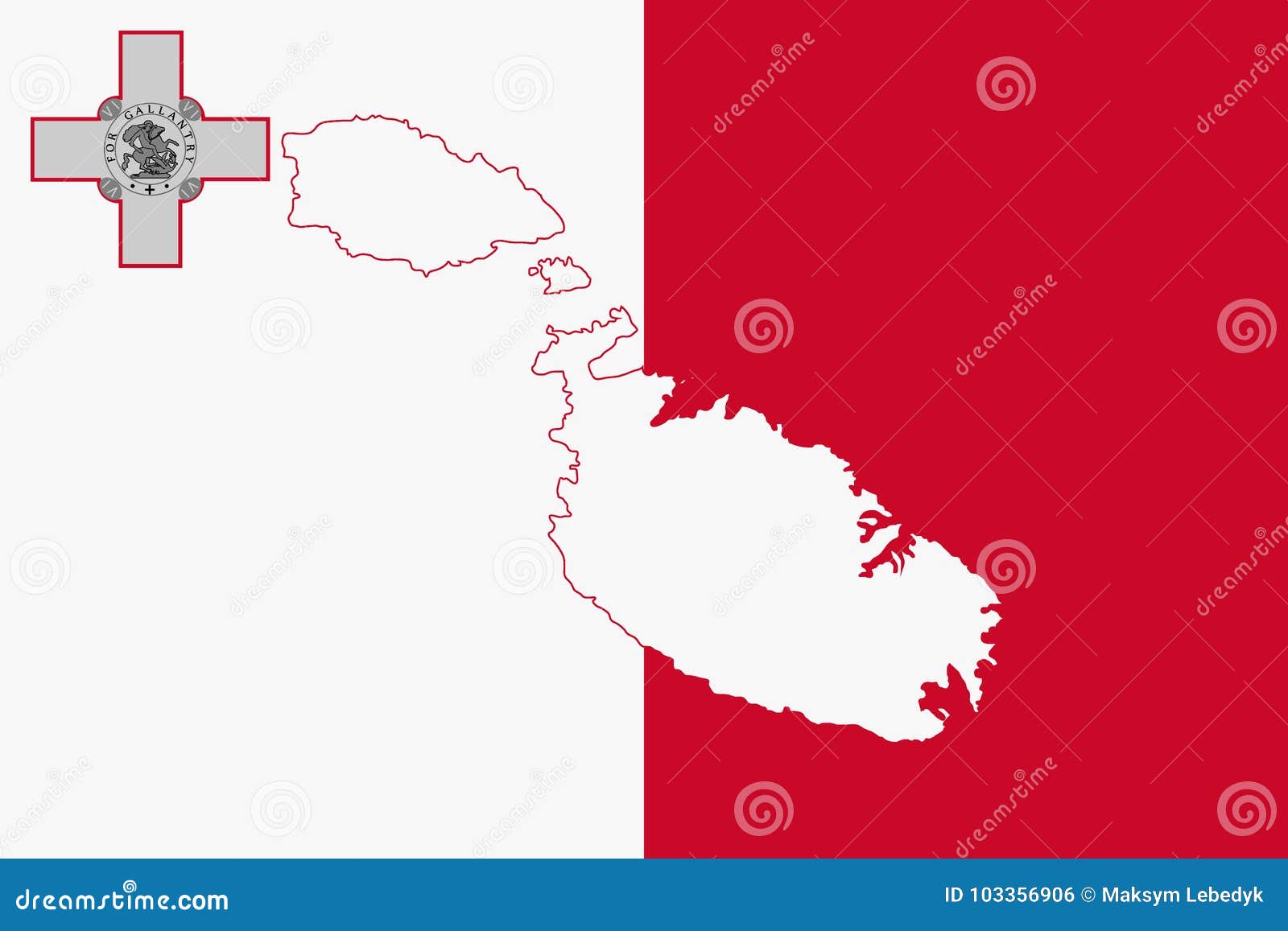 Map and flag of Malta stock illustration. Illustration of coat - 103356906
