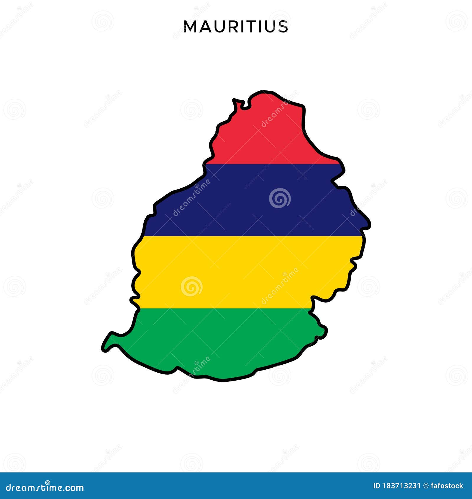 Map and Flag of Mauritius Vector Design Template with Editable Stroke ...