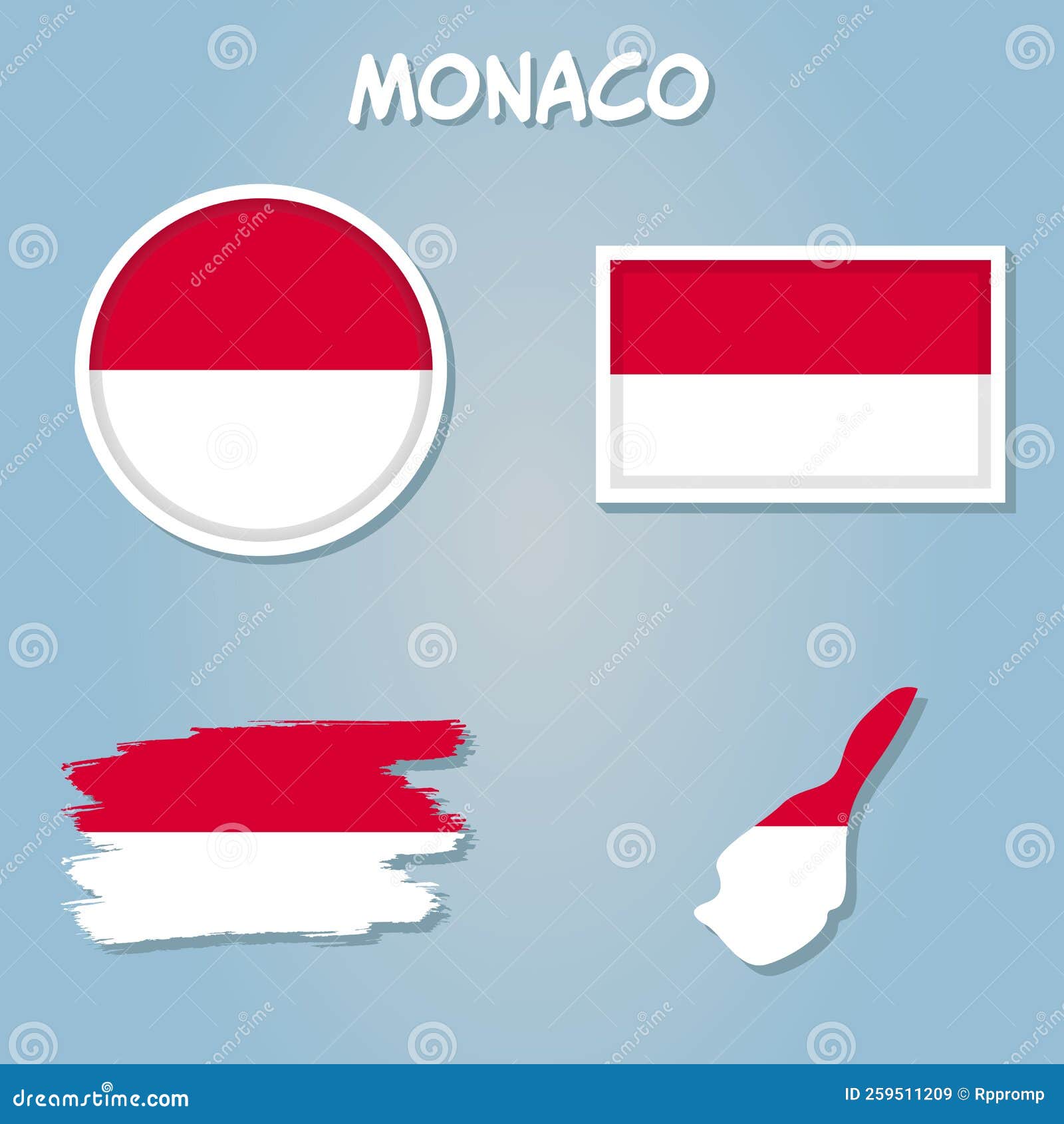 Map with Flag of Monaco with Stroke and Coat of Arms Vector Editable ...