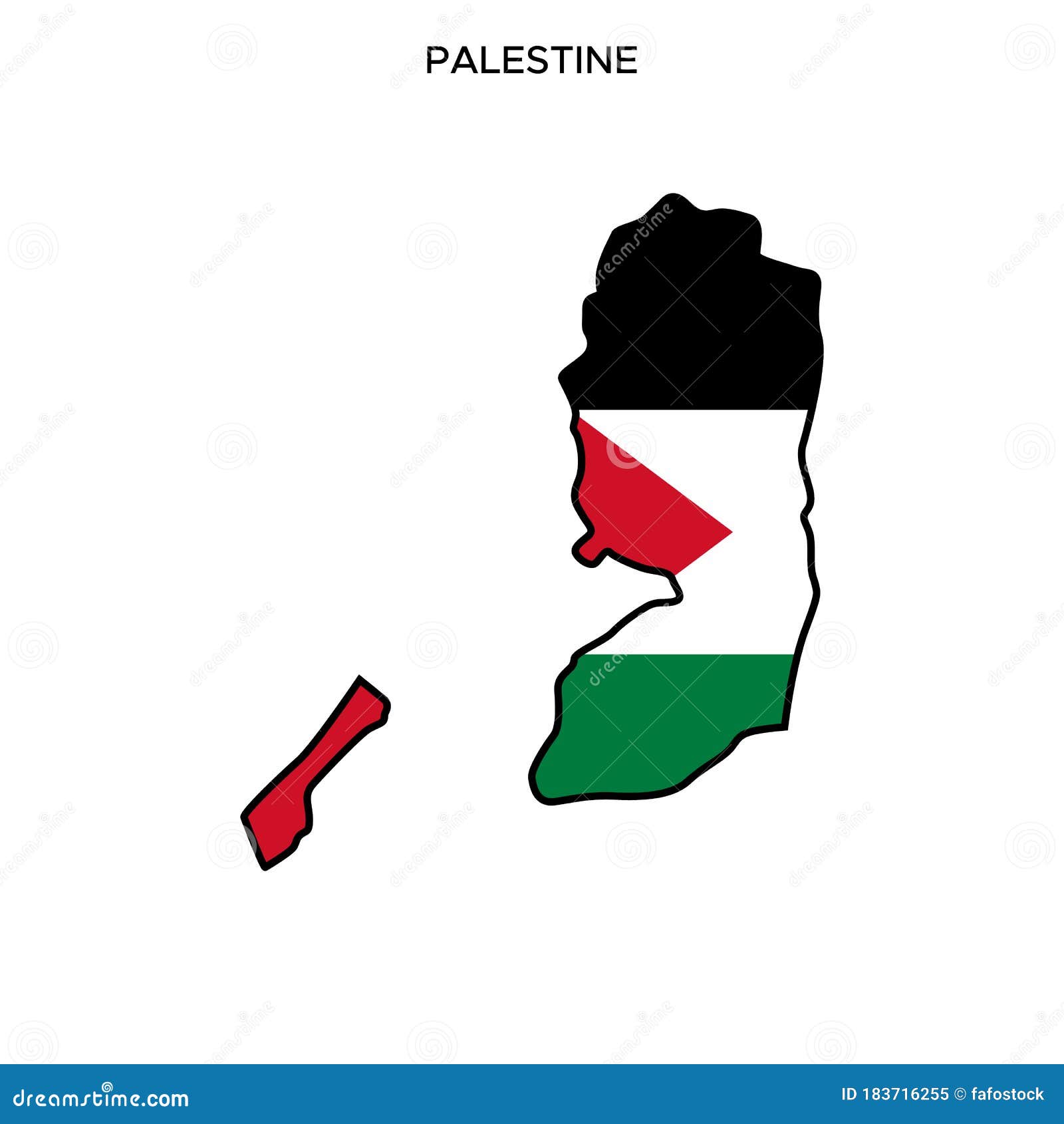Map and Flag of Palestine Vector Design Template with Editable Stroke ...