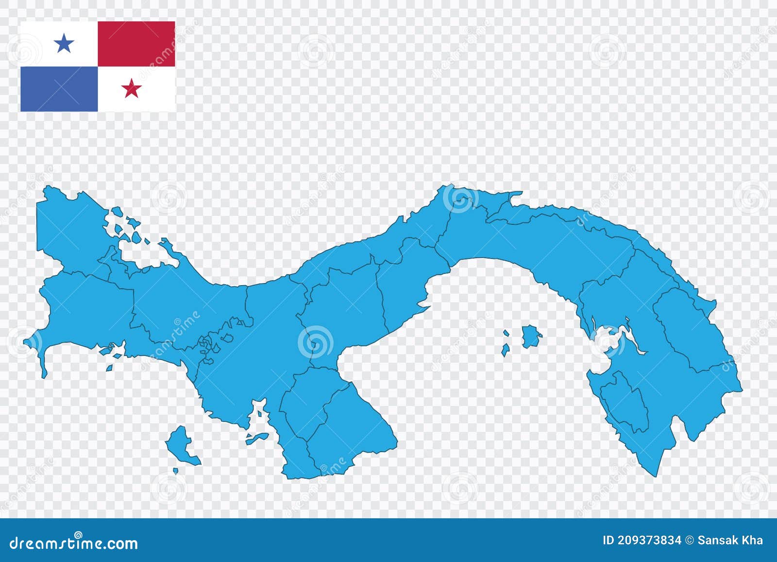 Panama Map Design With 3D Style. Blue Panama Map And National Flag ...