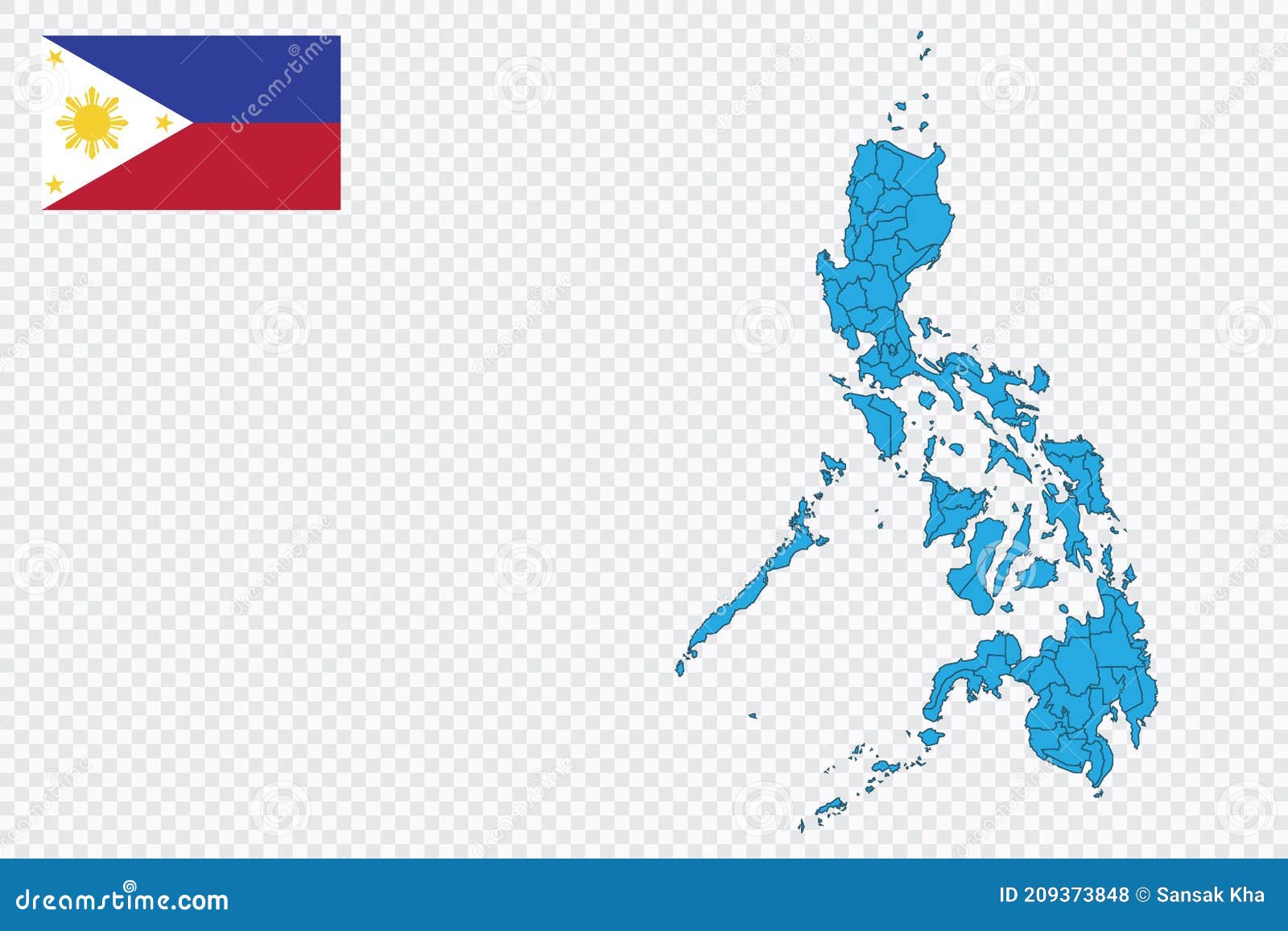 Philippines Map Design With 3D Style. Blue Philippines Map And National ...