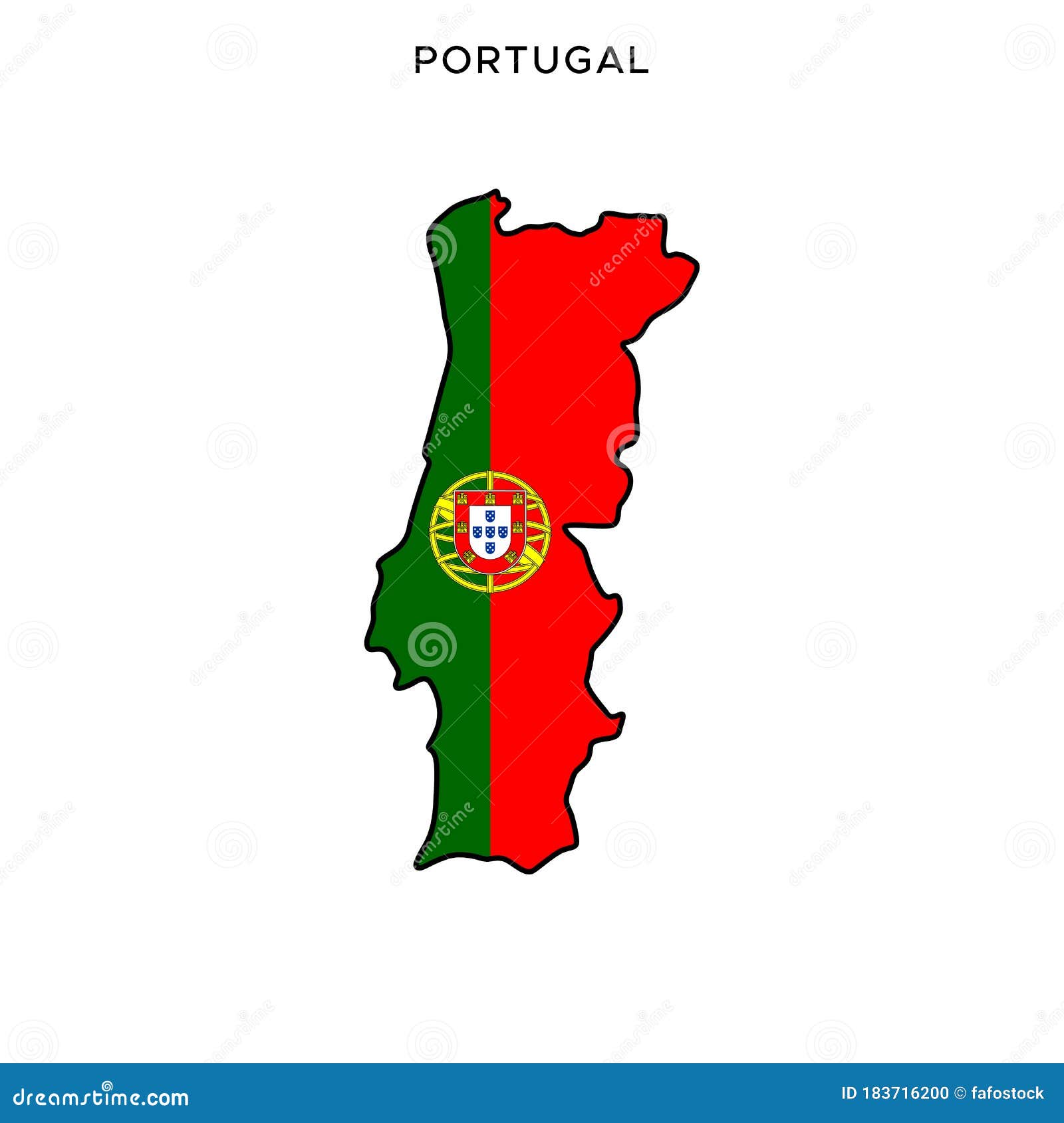 Map and Flag of Portugal Vector Design Template with Editable Stroke ...