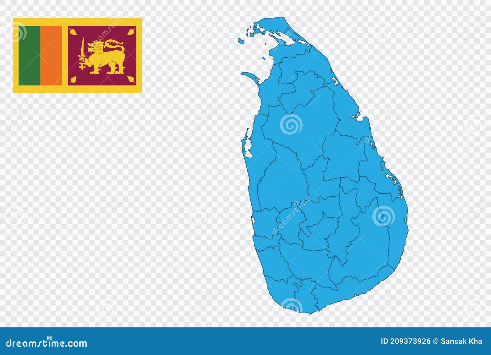 Sri Lanka Map Design With 3D Style. Blue Sri Lanka Map And National ...