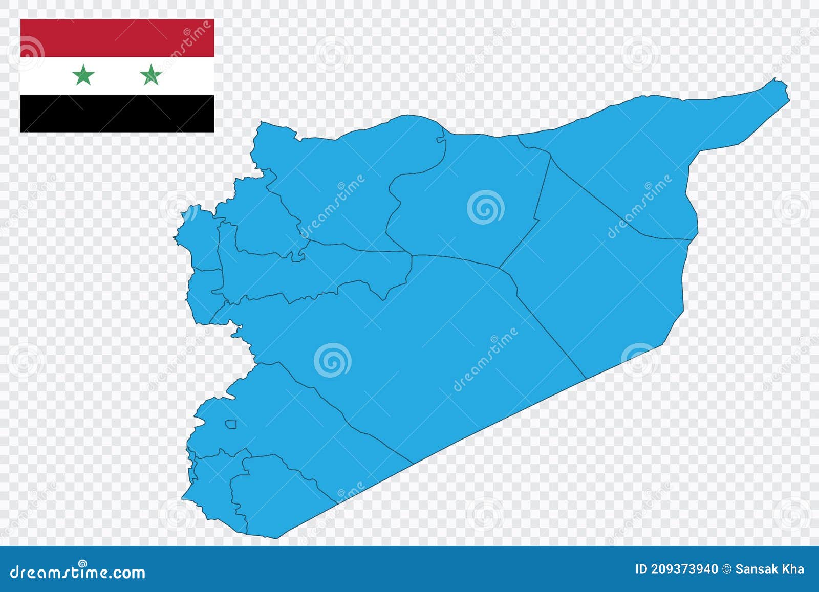 Syria Map Design With 3D Style. Blue Syria Map And National Flag ...