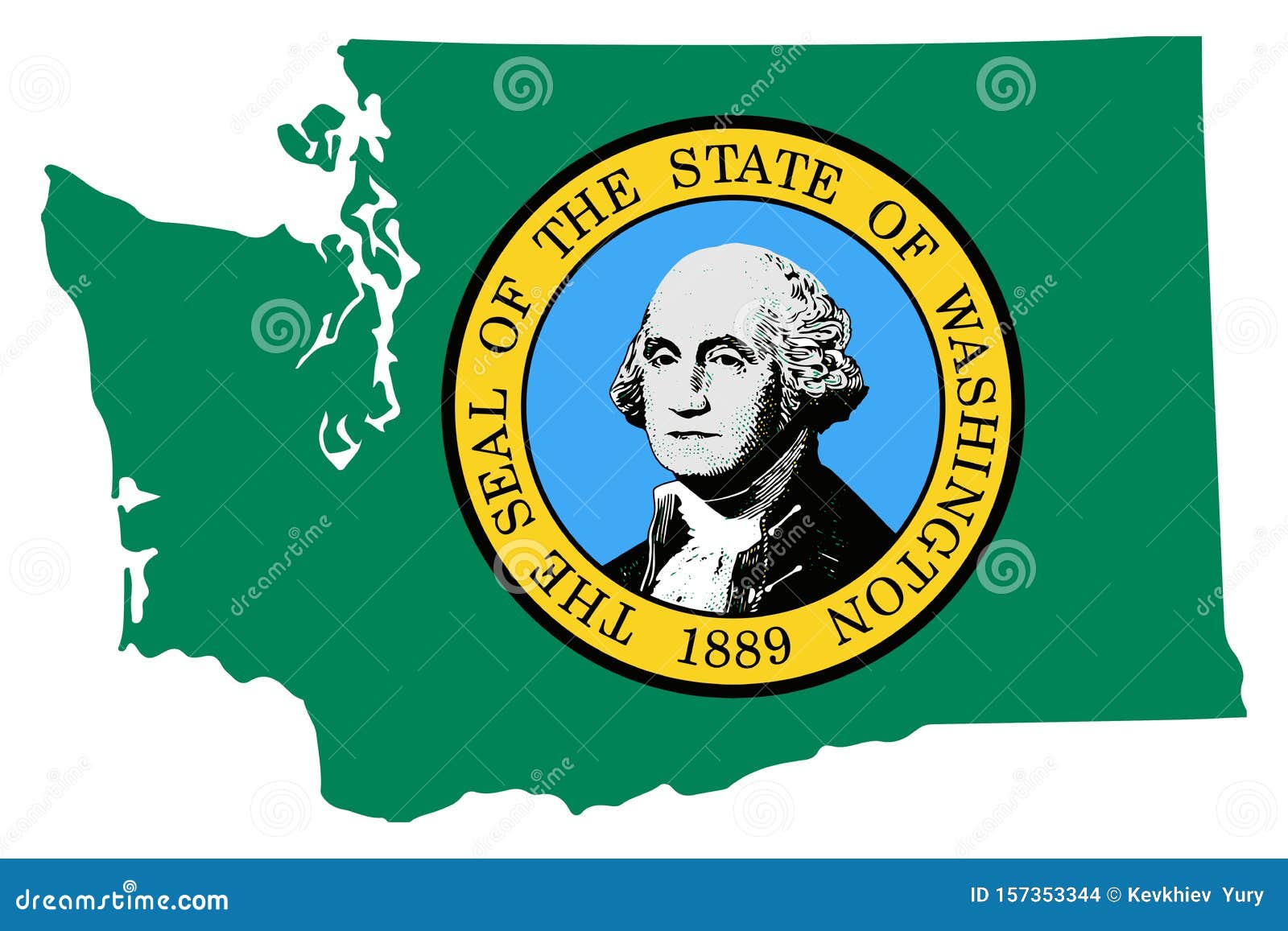 Map Flag of the U.S. State of Washington Stock Vector - Illustration of ...
