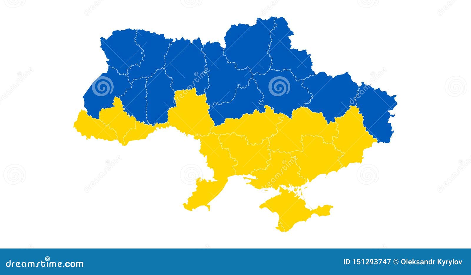 Map and Flag of Ukraine with Divisions. Vector Illustration Isolated on ...